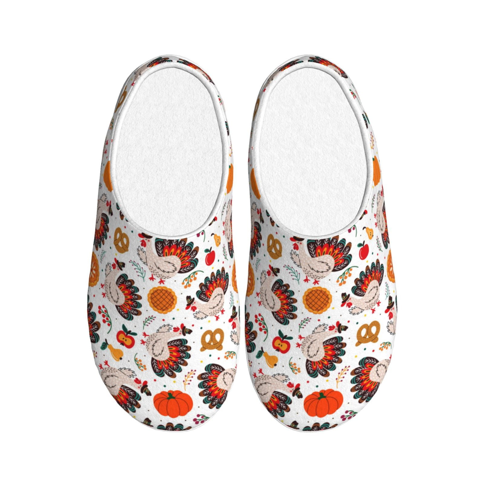 Disketp Turkey And Thanksgiving2 Women's Men's Slippers Plush Slip-On ...