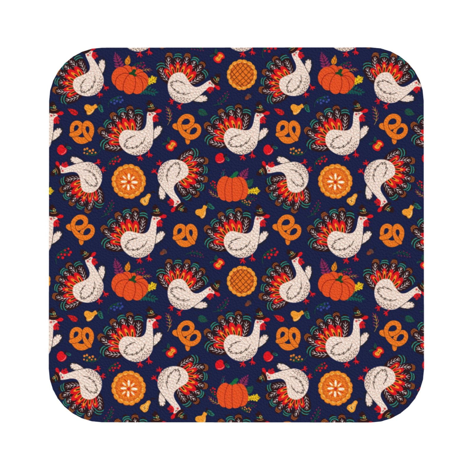 Disketp Turkey And Thanksgiving Funny Coasters,6 Pcs Leather Coasters ...