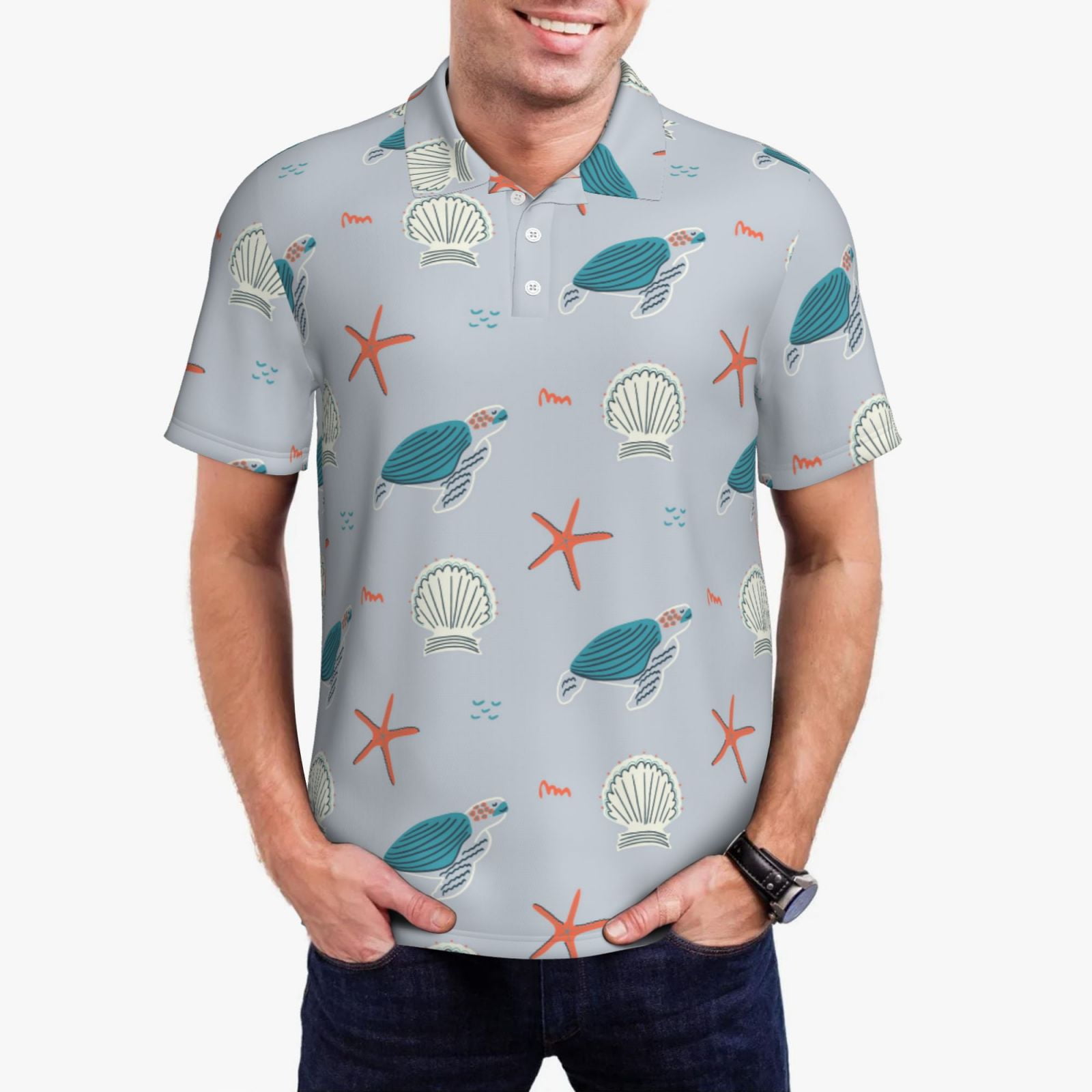 Disketp Turtles And Shells for Men's Polo Shirts Short Sleeve Golf ...