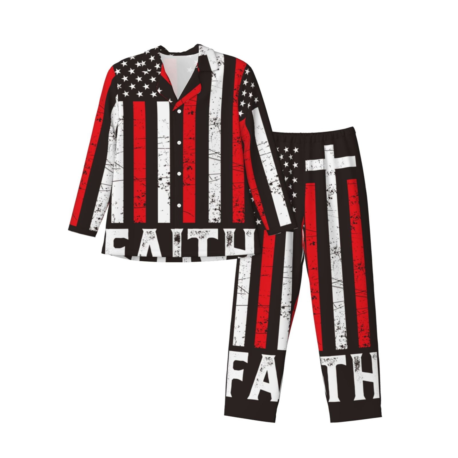Disketp USA Flag Cross for Pajamas Set Long Sleeve Sleepwear Mens ...