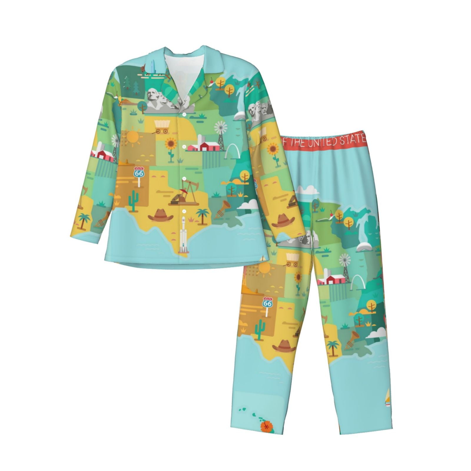 Disketp USA Tourist Map for Pajamas Set Long Sleeve Sleepwear Mens ...