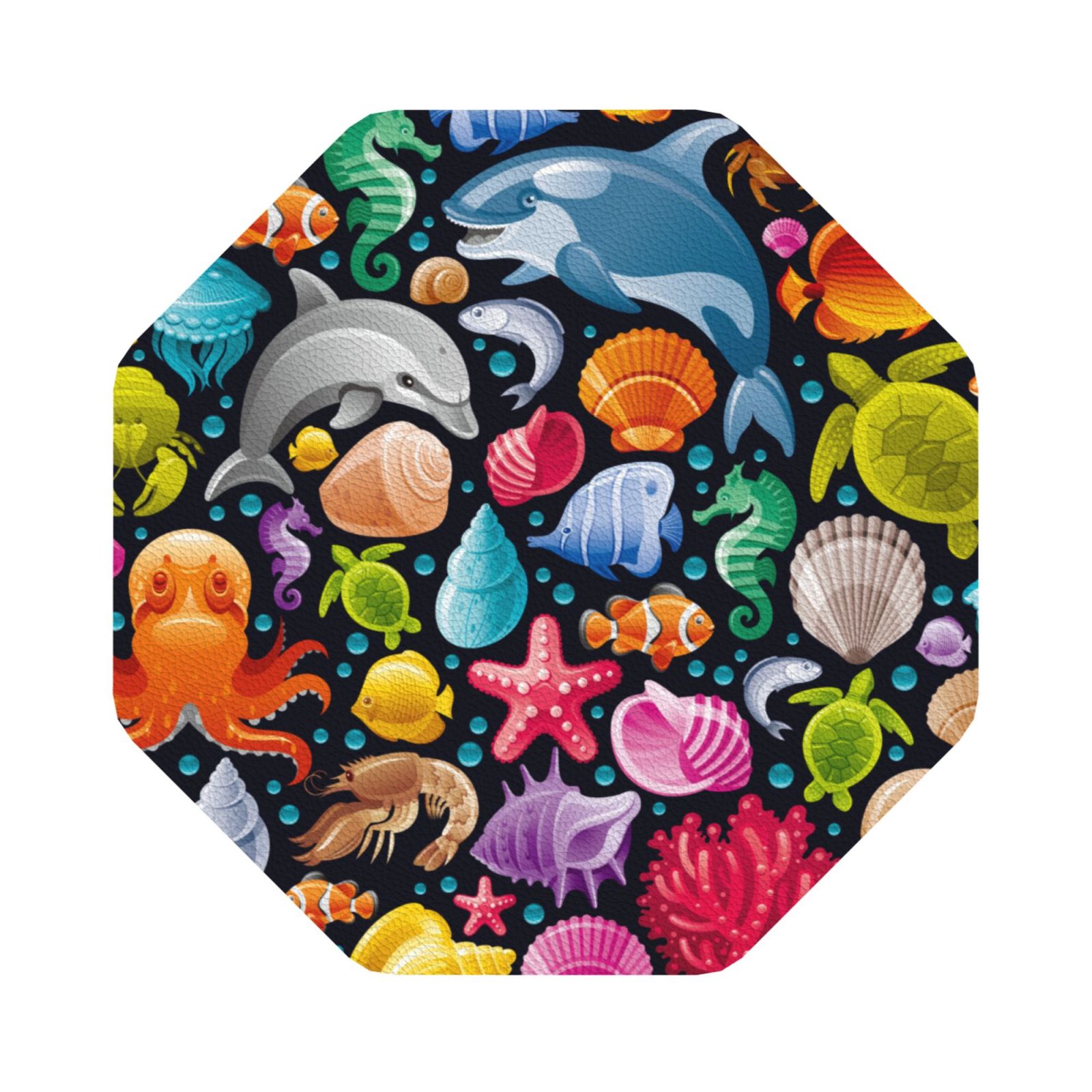 Disketp Underwater Diving Animals Funny Coasters,4 Pcs Leather Coasters ...