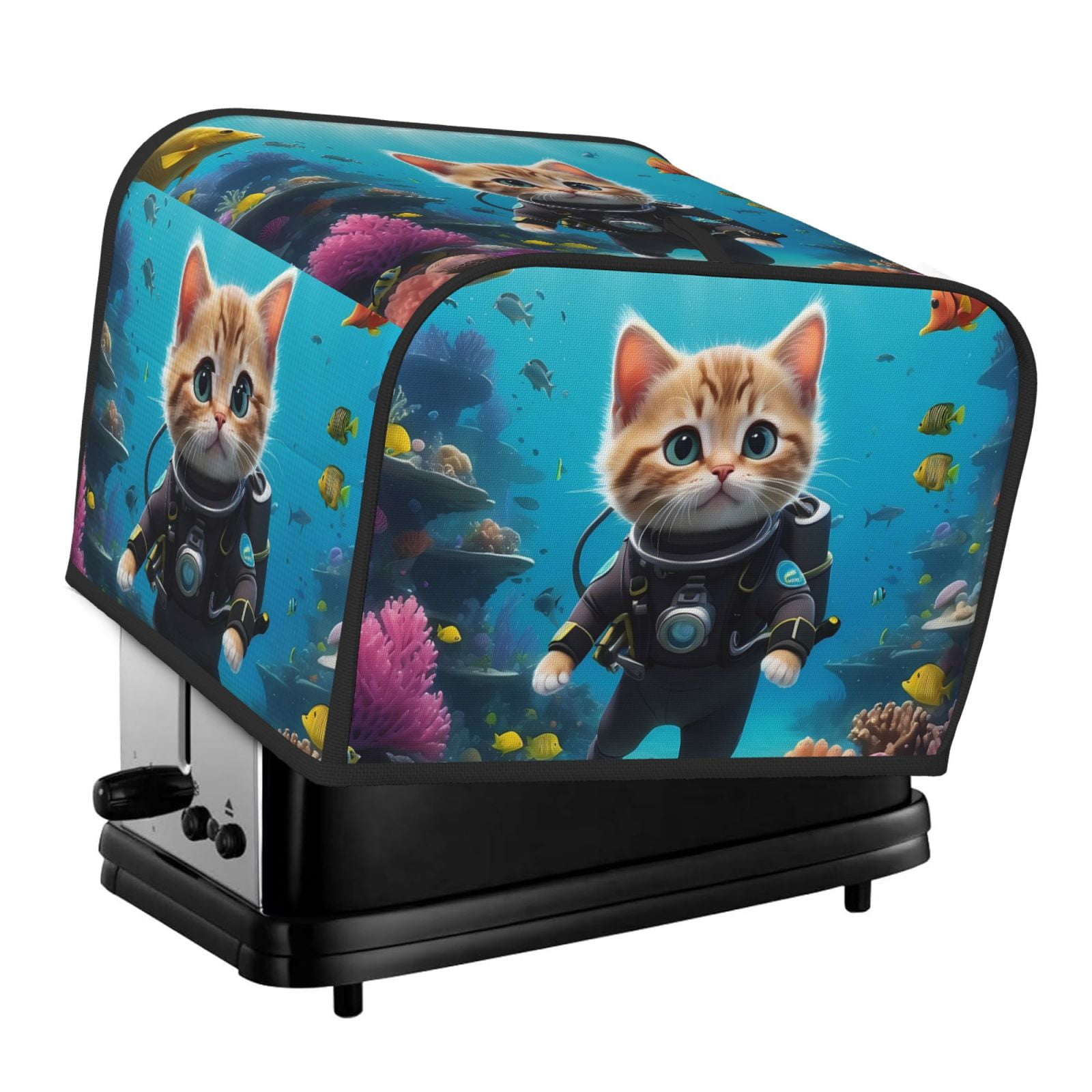 Disketp Underwater Diving Cat 4 slice Toaster Cover, Four Slice Toaster ...