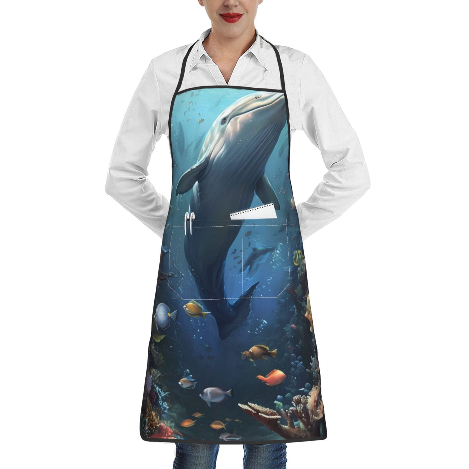 Disketp Underwater Dolphin Kitchen Apron with adjustable Aprons for ...