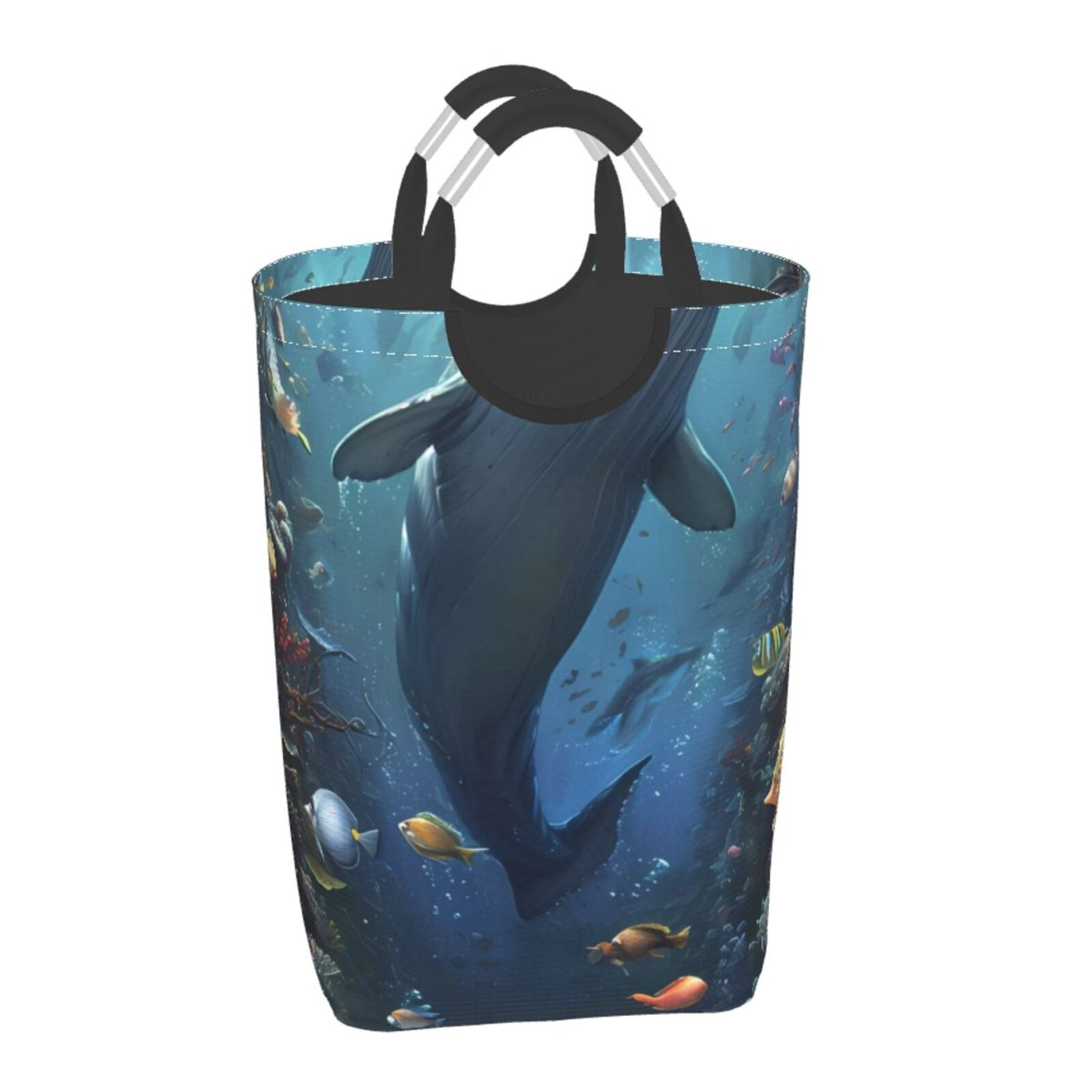 Disketp Underwater Dolphin Square Laundry Bag Large Collapsible Dirty ...