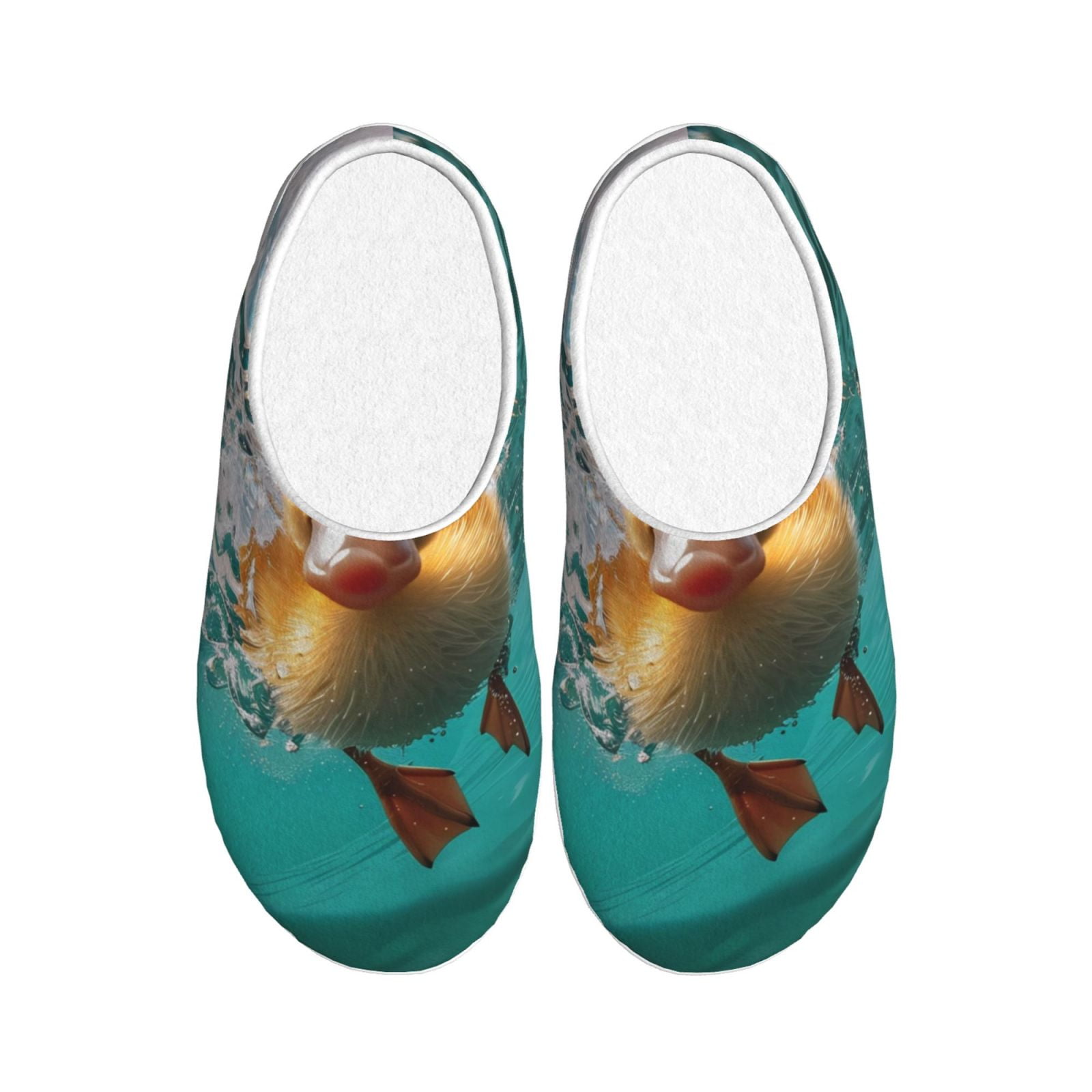 Disketp Underwater Swimming Duck Women's Men's Slippers Plush Slip-On ...