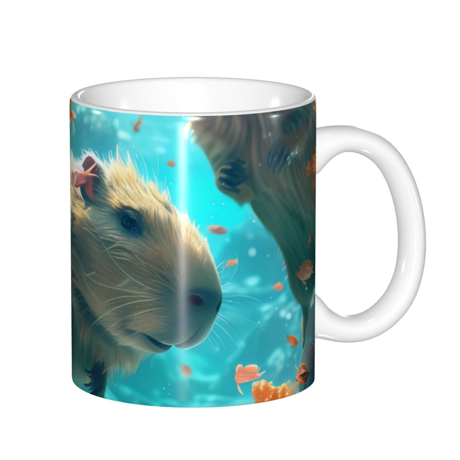Disketp Underwater Swimming Guinea Pig Large Coffee Mug with Handle Tea ...