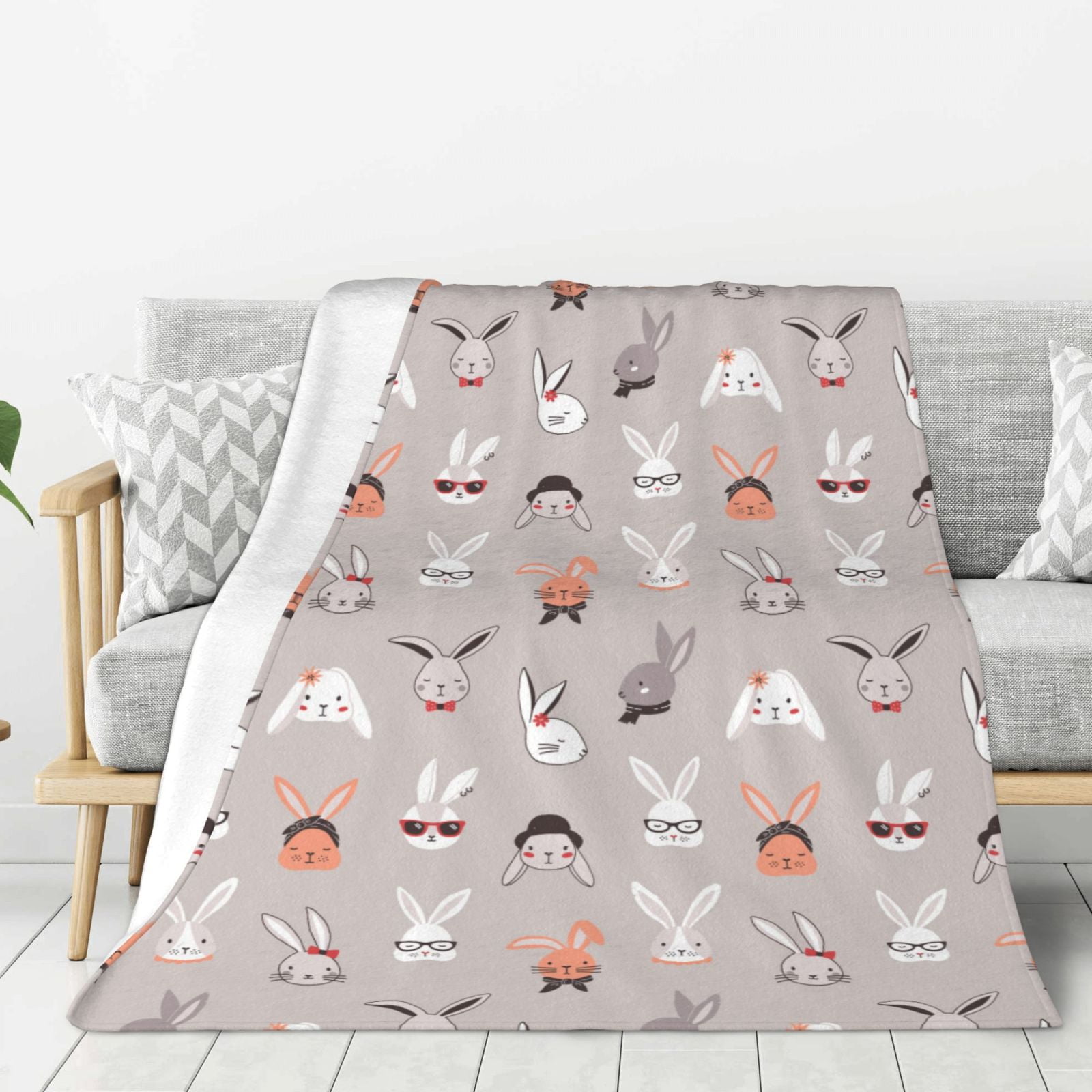 Disketp Various Rabbits Cozy Flannel Fleece Throw Blanket: Has a ...
