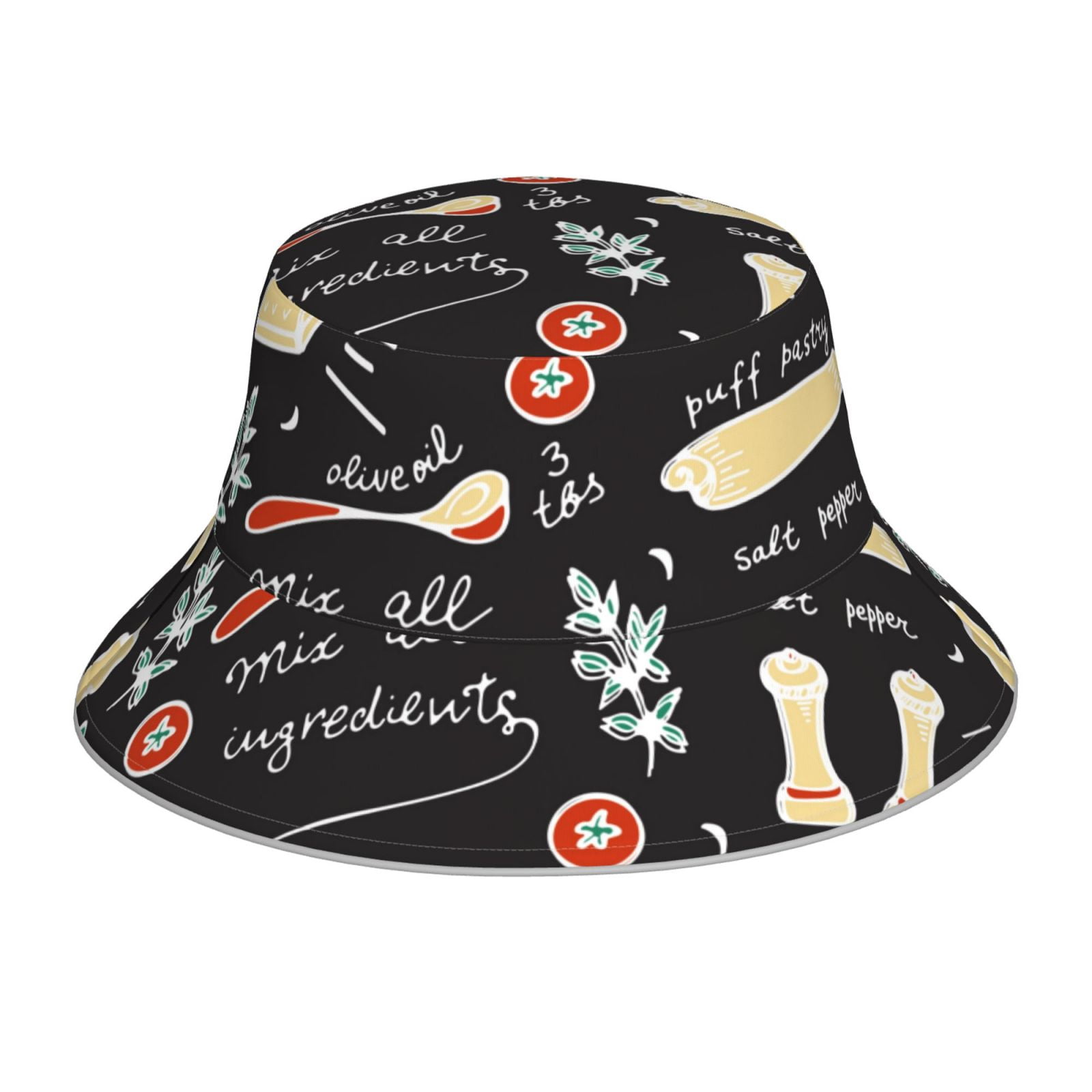 Disketp Vegetable Quiche Print Reflective Bucket Hat Beach Hat Summer ...