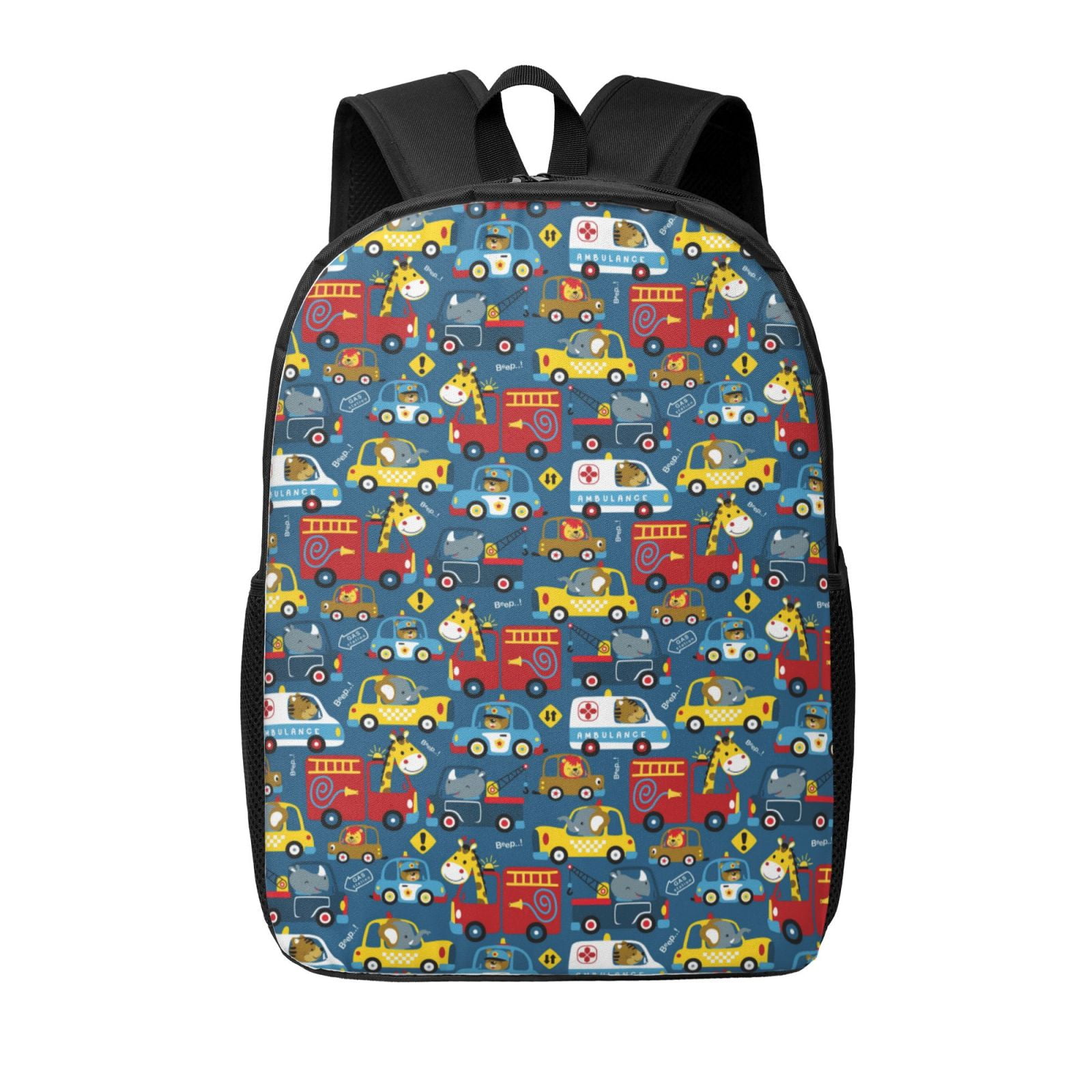 Disketp Vehicles Cartoon with Funny Drivers,Animal Drivers School Backpack, Lightweight Basic ...