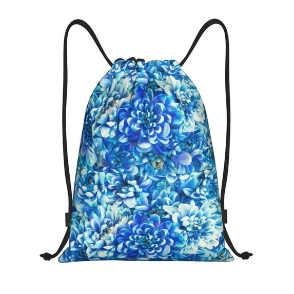 Disketp Vibrant Blue Floral Drawstring Backpack Drawstring Gym Bags ...