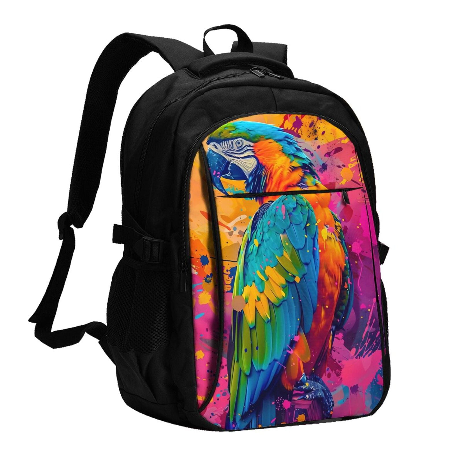 Disketp Vibrant Parrot Splash Art Travel Laptop Backpack, Laptops ...