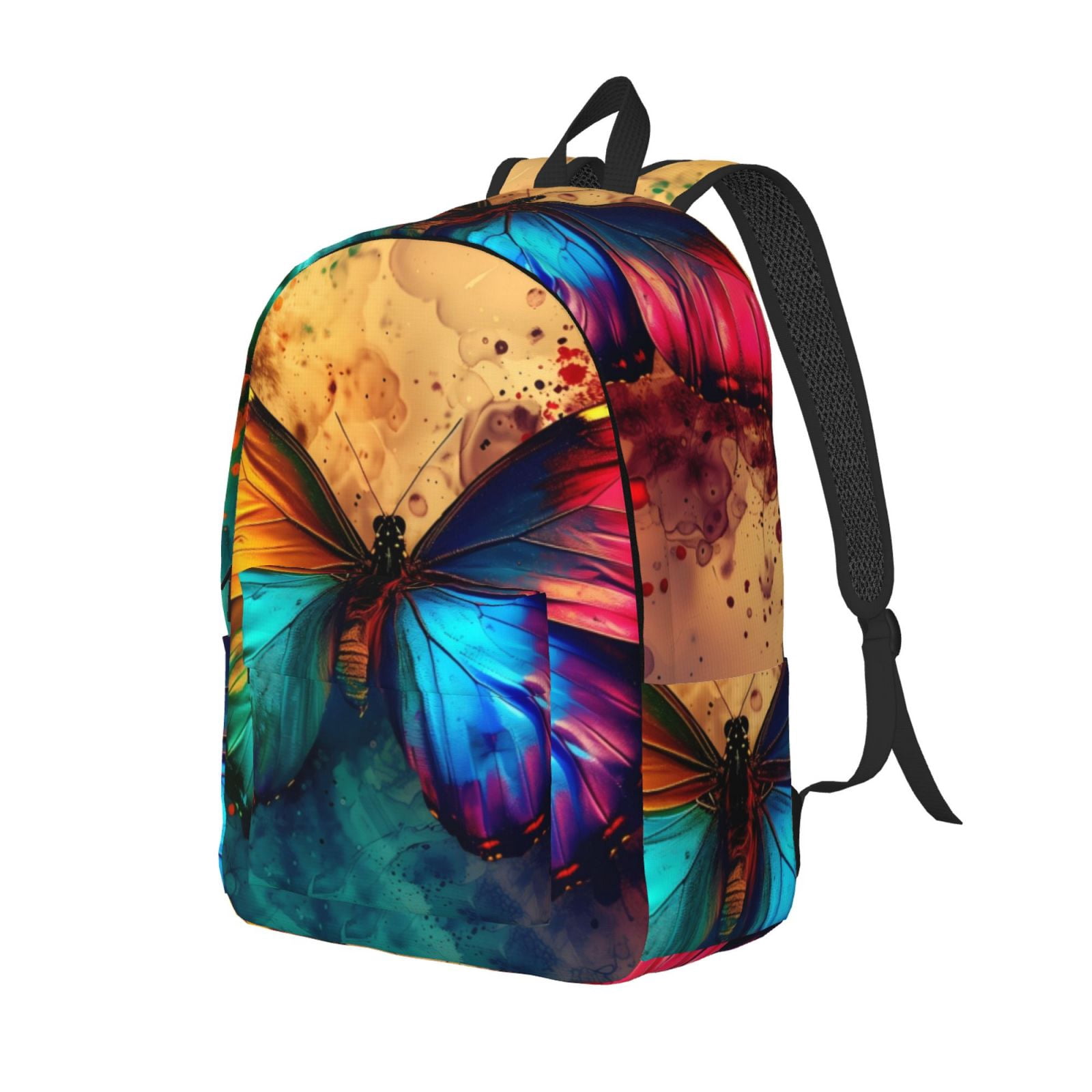 Disketp Vibrant Rainbow Butterfly A Canvas Backpack Lightweight Travel ...