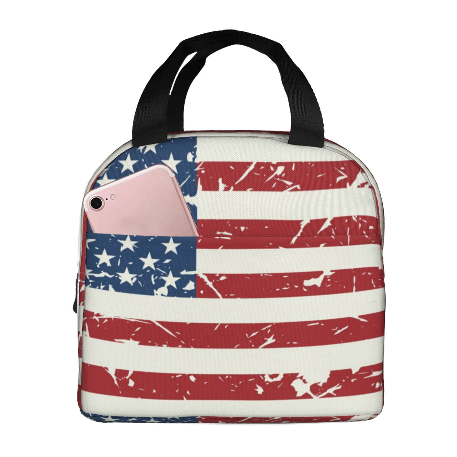 Disketp Vintage American Flag Lunch Bag for Women Men, Leakproof ...