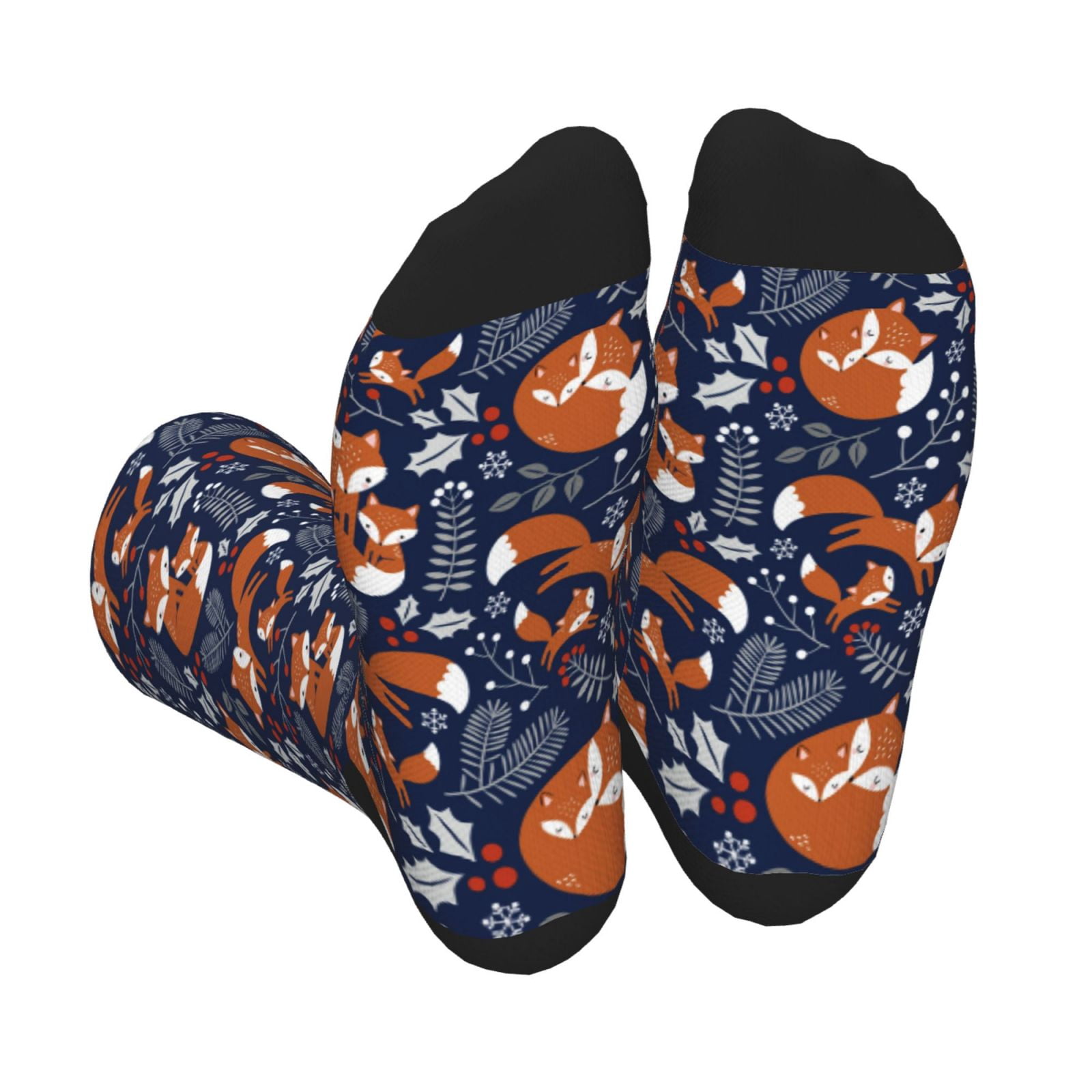 Disketp Vintage Blue Fox Family Unisex Mid-Calf Socks Lightweight ...