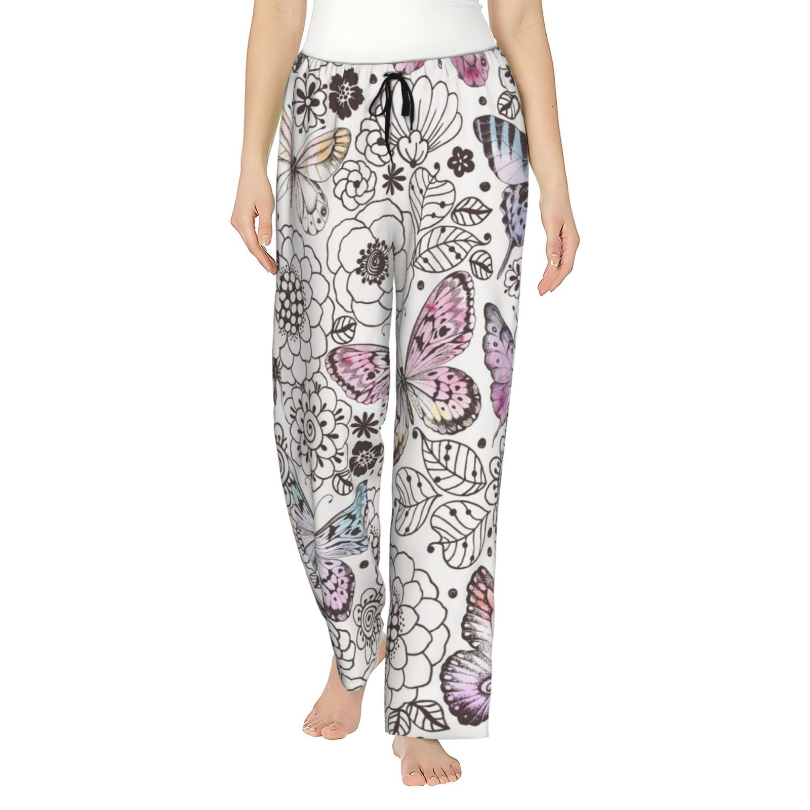 Disketp Vintage Butterflies Print Women'S Comfy Pajama Pants Casual ...