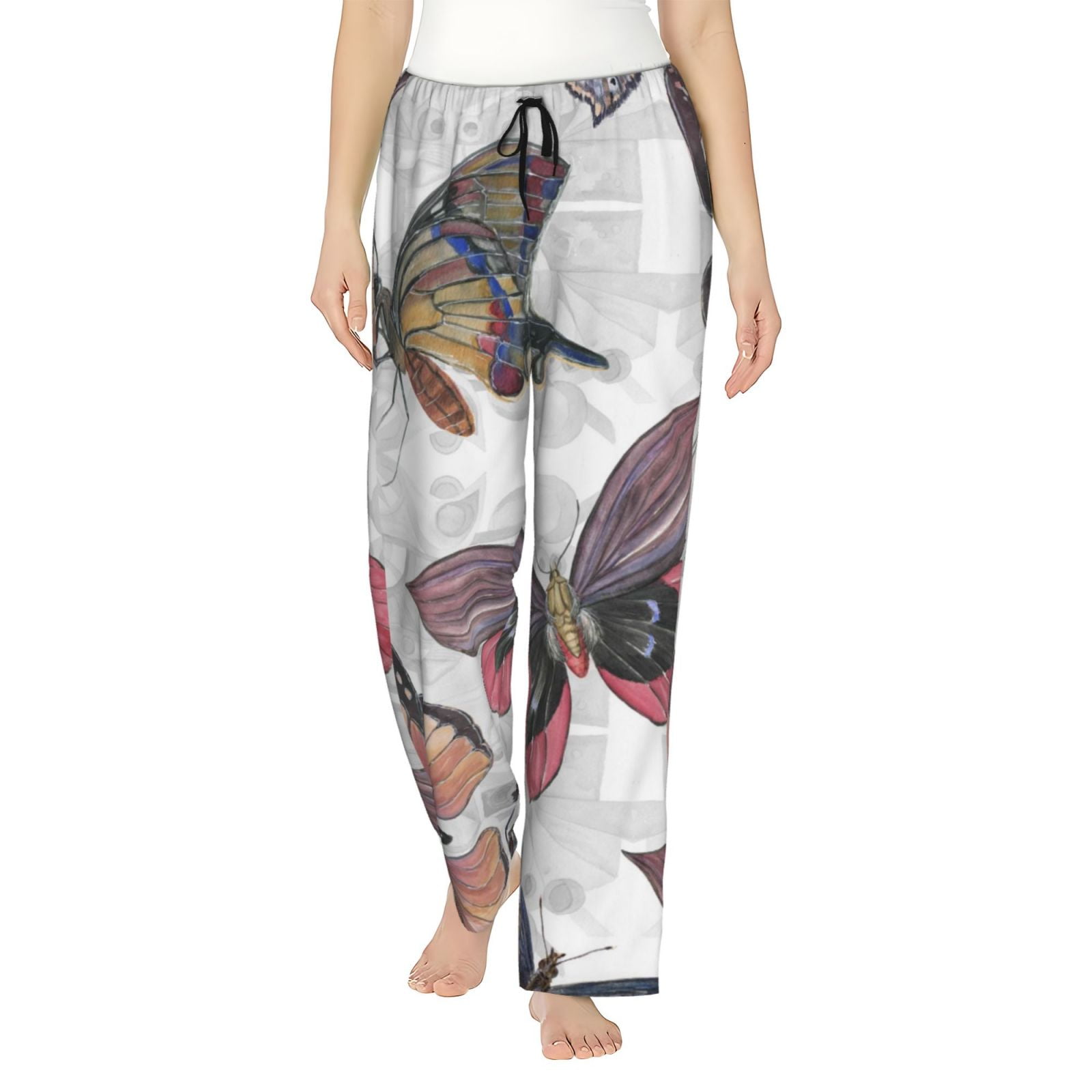 Disketp Vintage Butterflies Print Women'S Comfy Pajama Pants Casual ...