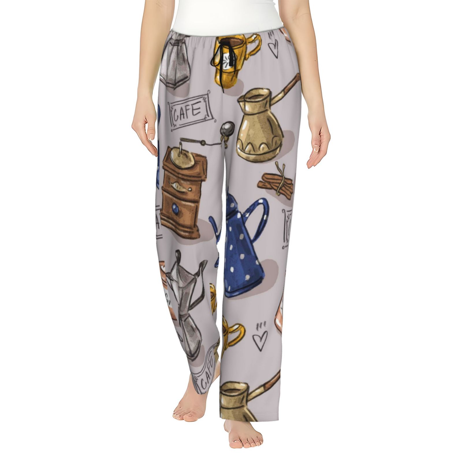 Disketp Vintage Coffee Grinder Print Women'S Comfy Pajama Pants Casual ...