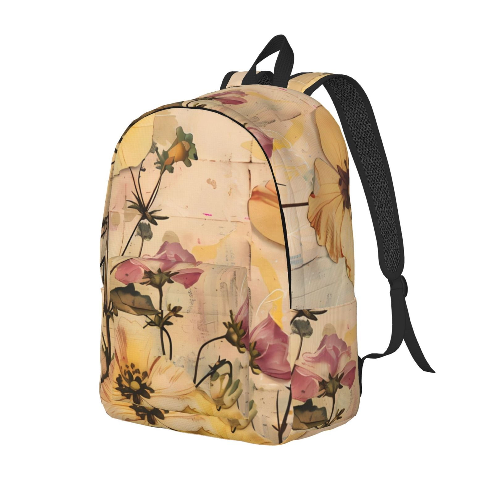 Disketp Vintage Floral Butterfly Collage Canvas Backpack Lightweight ...