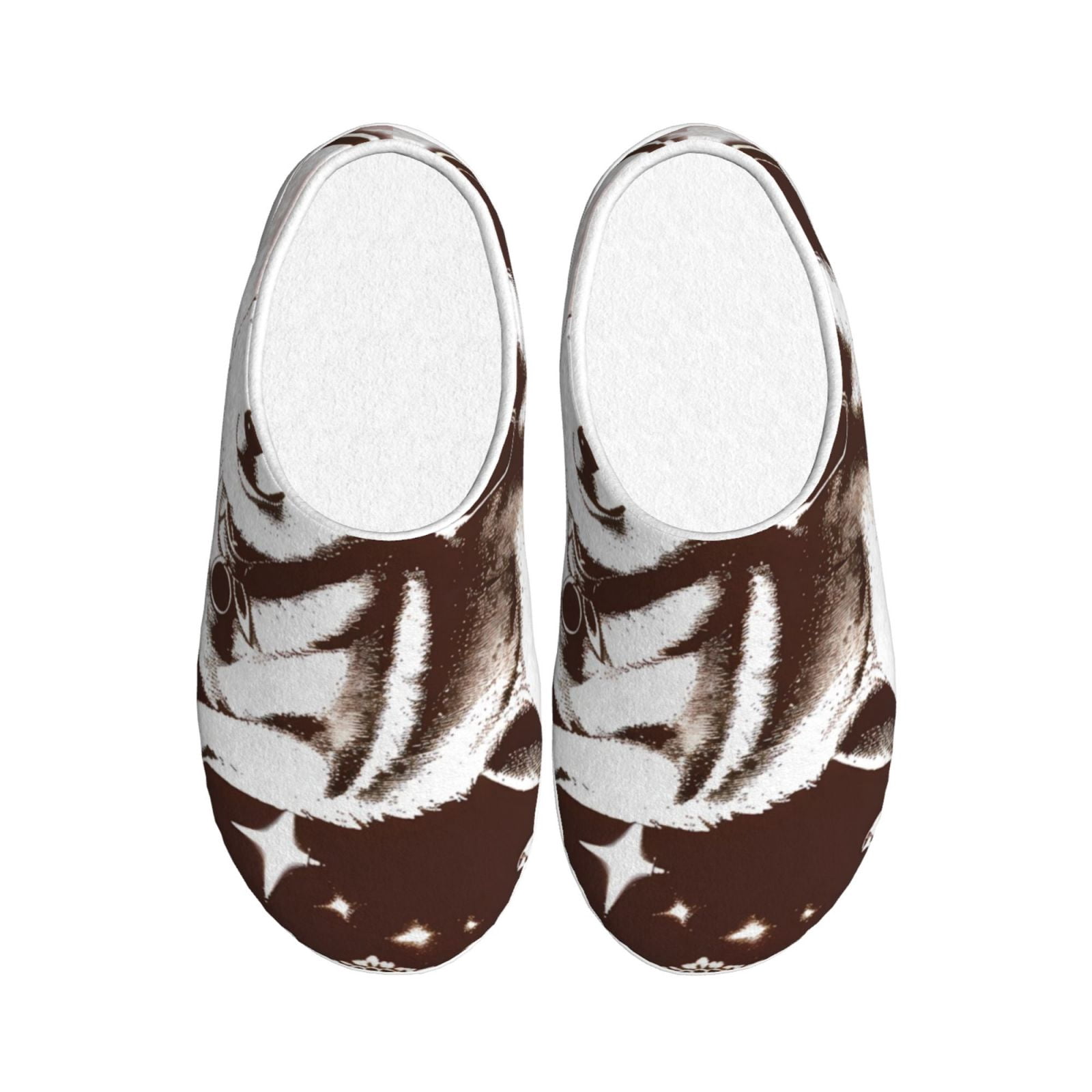 Disketp Vintage Husky Dog Women's Men's Slippers Plush Slip-On House ...