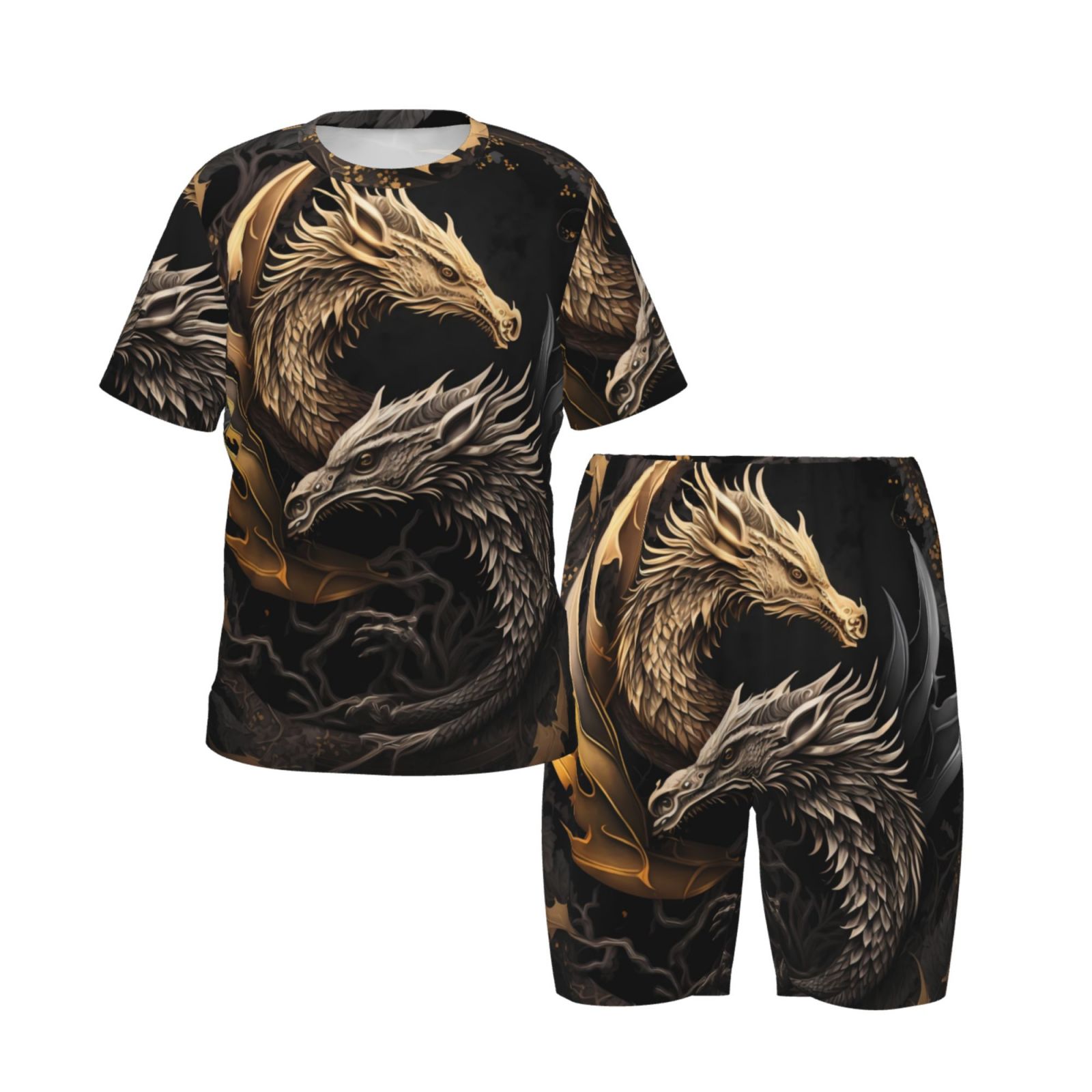Disketp Vintage Metal Dragon for Kids Short Sleeve Pajamas Kids Summer ...