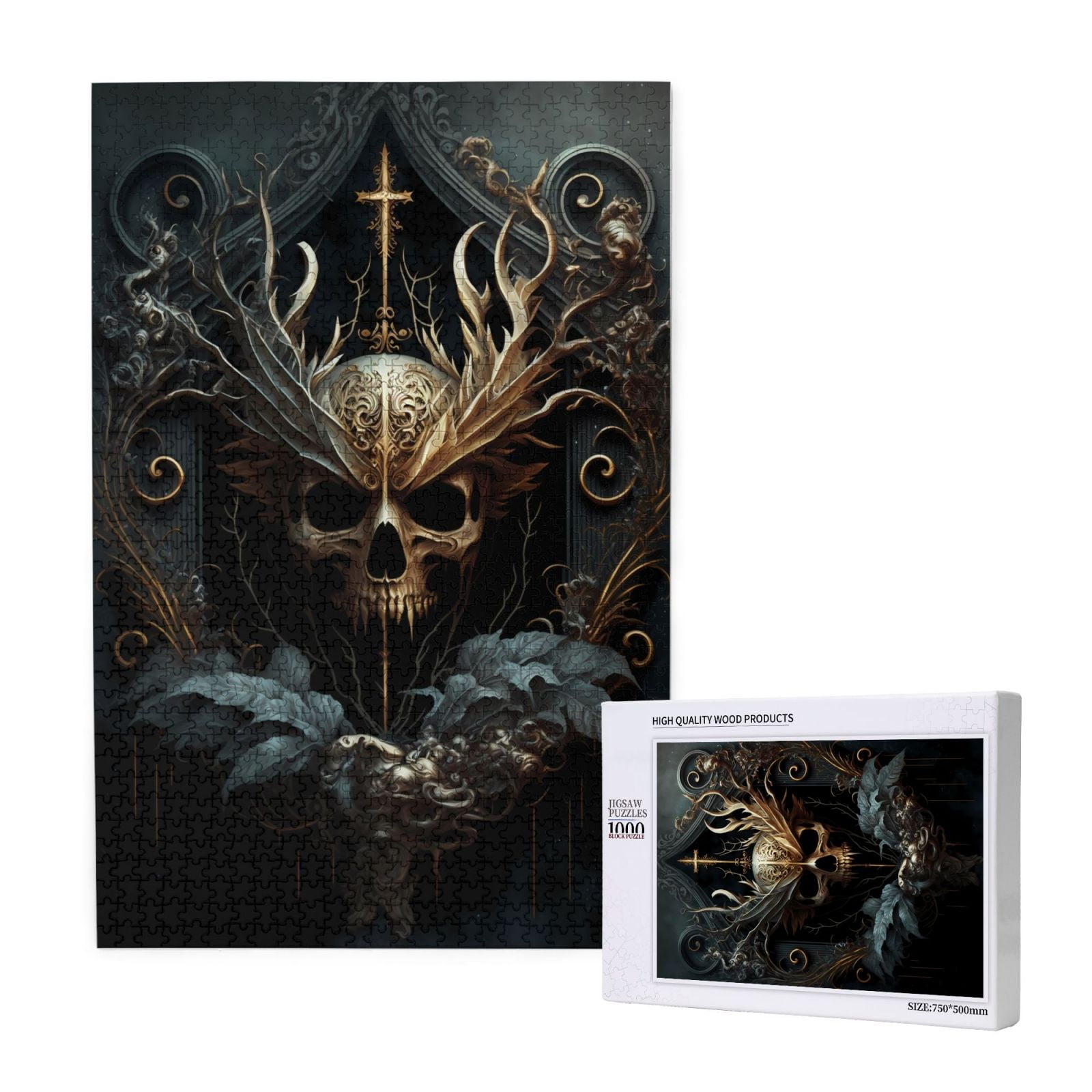 Disketp Vintage Ornate Skull Custom Puzzle Personalized Puzzles 1000 ...