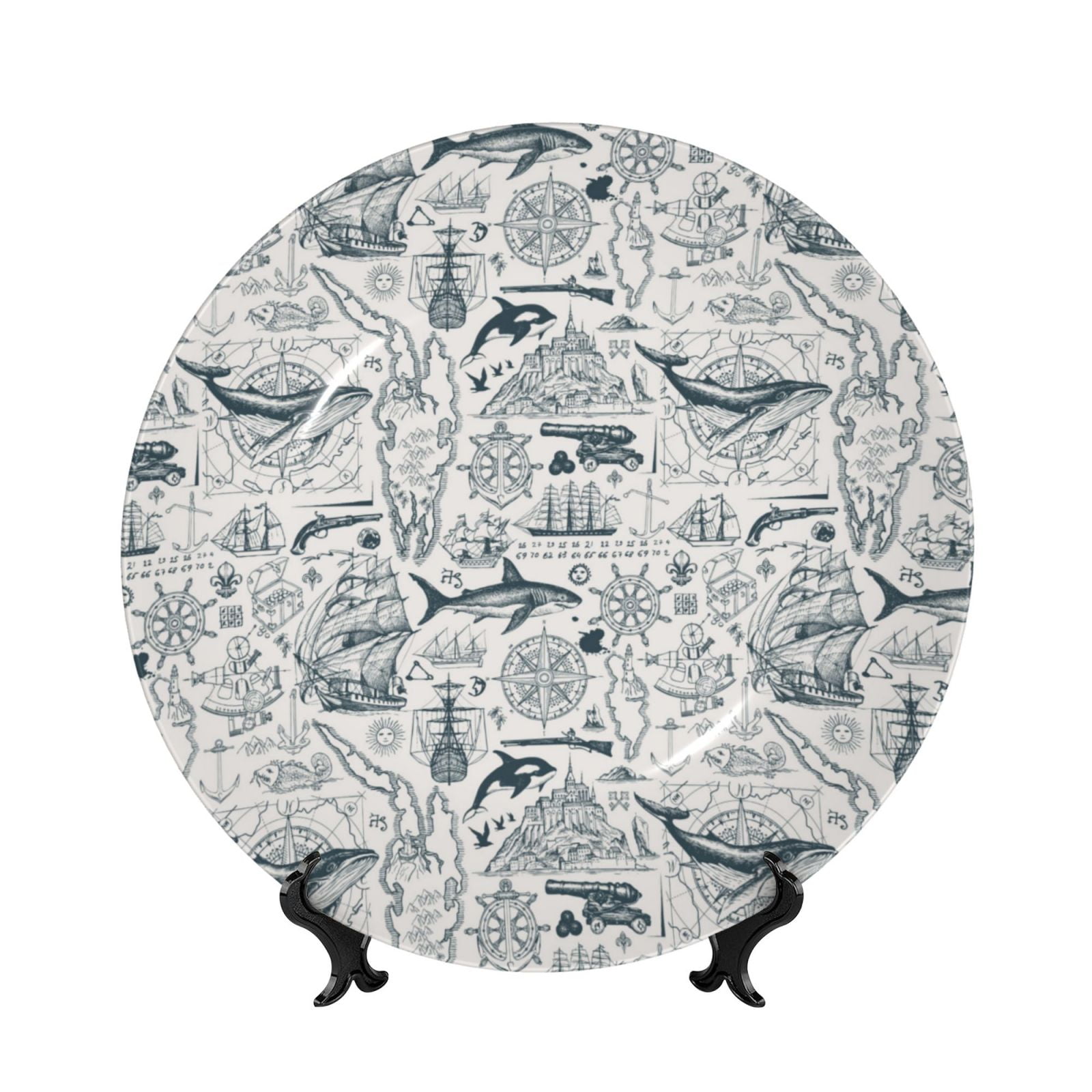 Disketp Vintage Sailboats Ceramic Plate Dinner Plates Bone China ...
