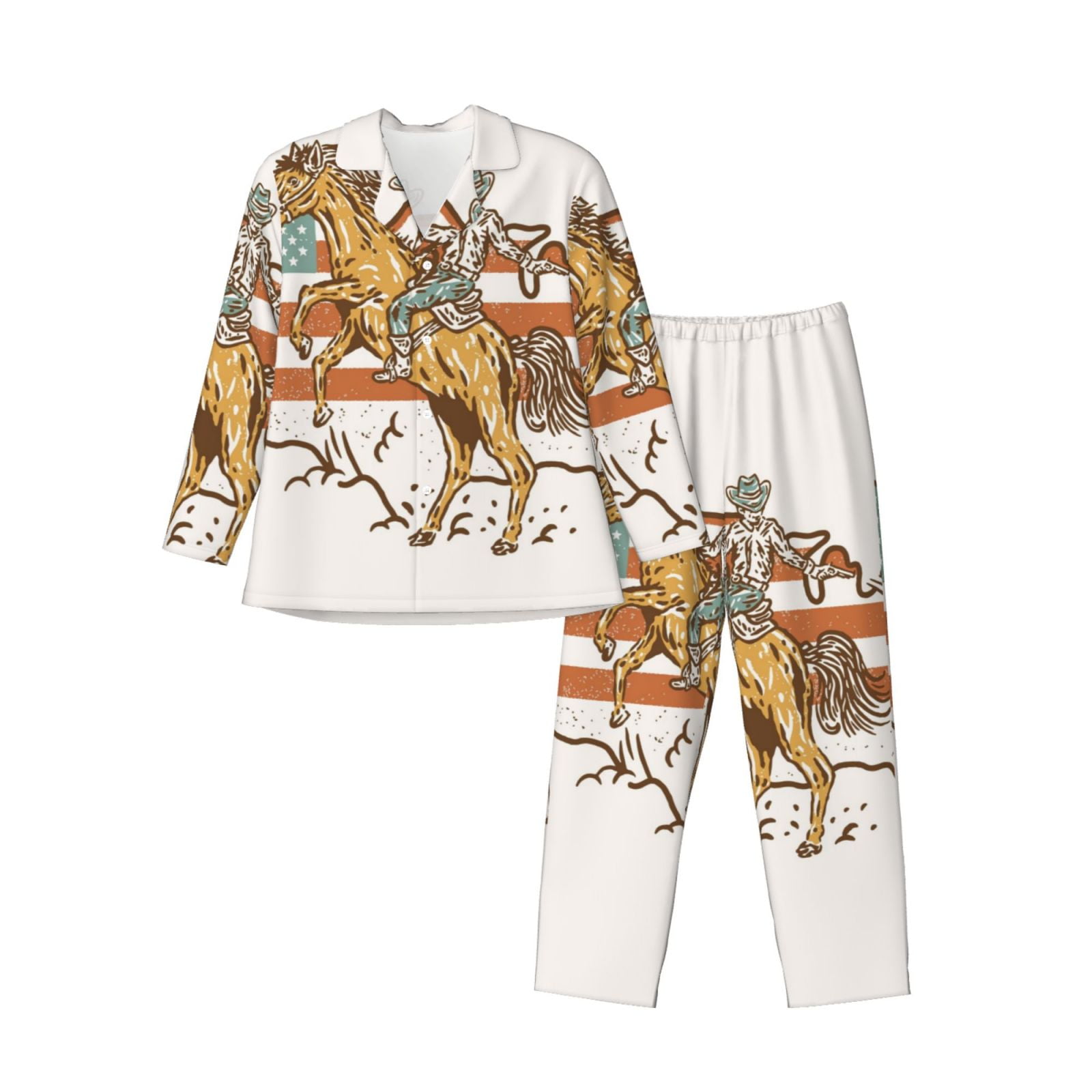 Disketp Vintage Wild West Cowboy for Pajamas Set Long Sleeve Sleepwear ...