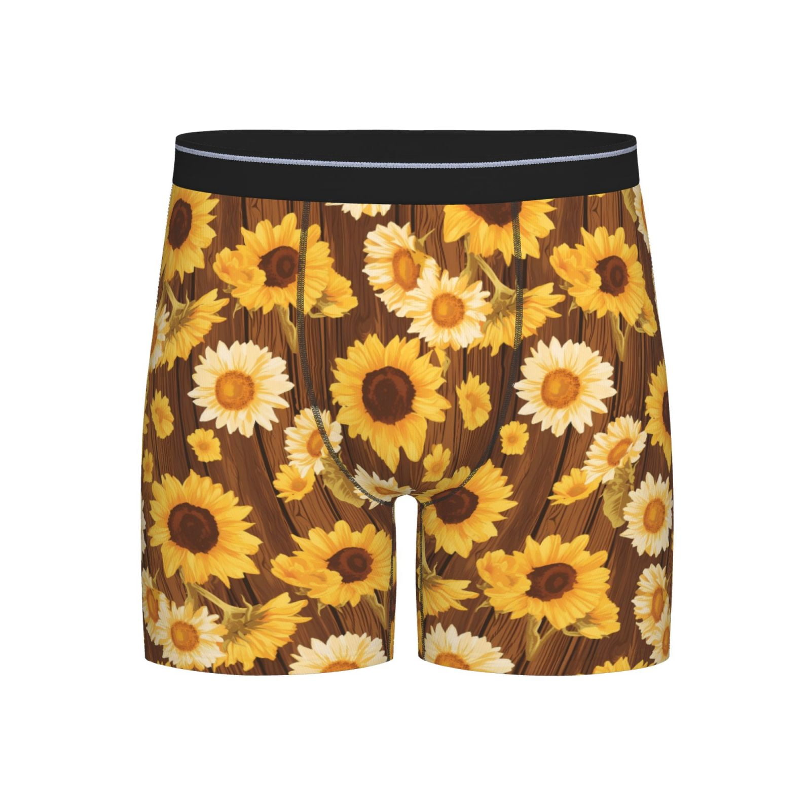 Disketp Vintage Wood Grain Sunflower A Men's Boxer Briefs Men’s ...