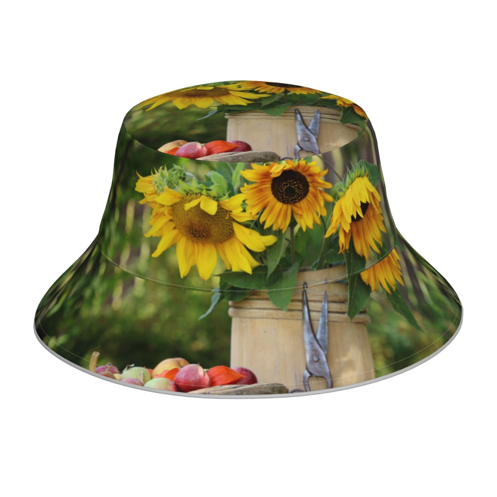 Disketp Vintage Wooden Bucket Print Reflective Bucket Hat Beach Hat ...