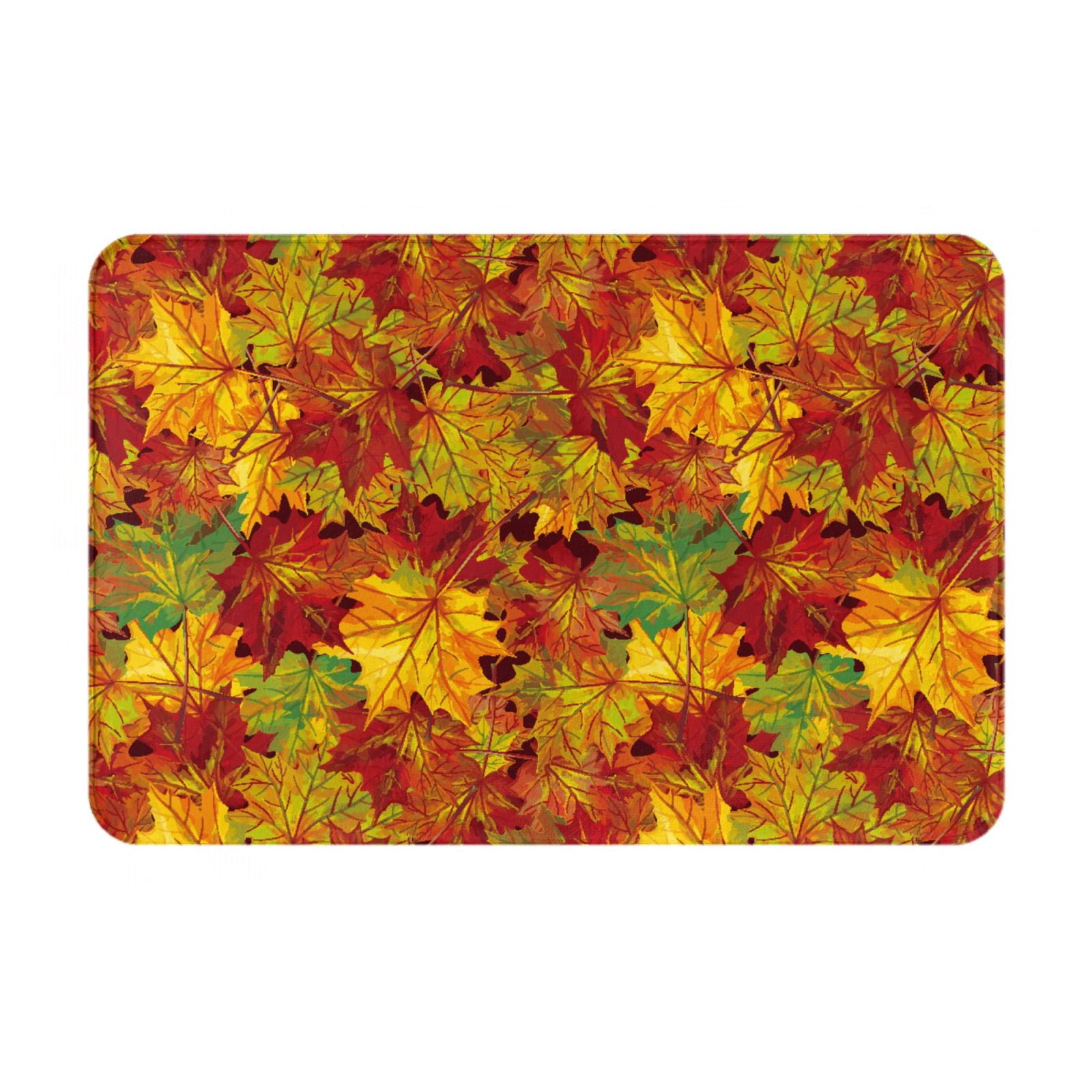 Disketp Vintage maple leaf autumn Mat for Front Door Outside - Doormat ...