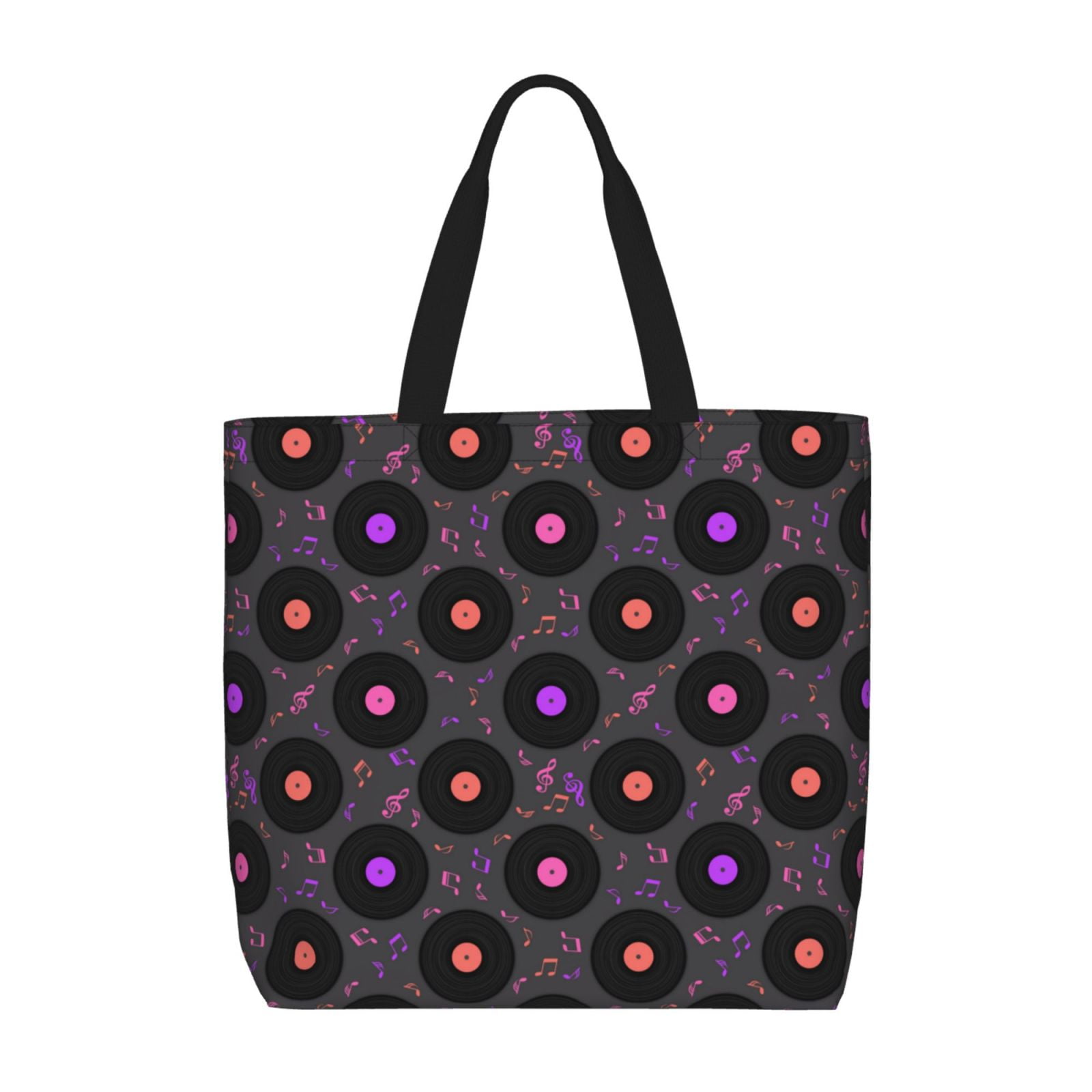 Disketp Vinyl Records Musical Notes Canvas Tote Bag,Women Shoulder Bag ...