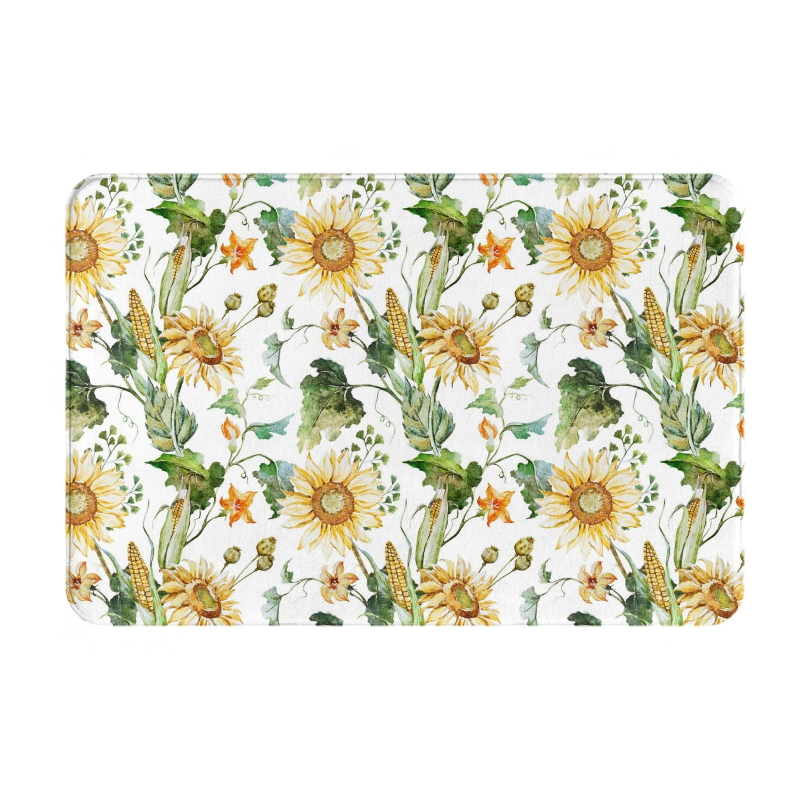 Disketp Watercolor Bright Sunflowers Mat For Front Door Outside ...