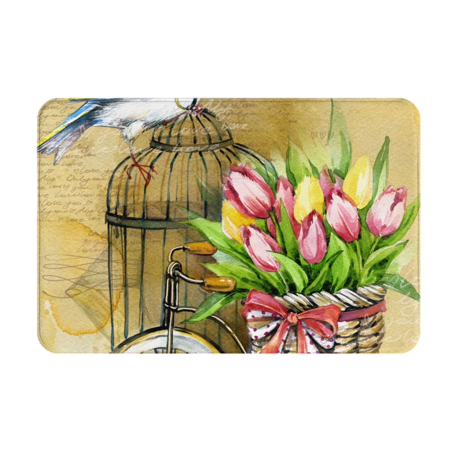 Disketp Watercolor Canary Bird Mat For Front Door Outside - Doormat ...