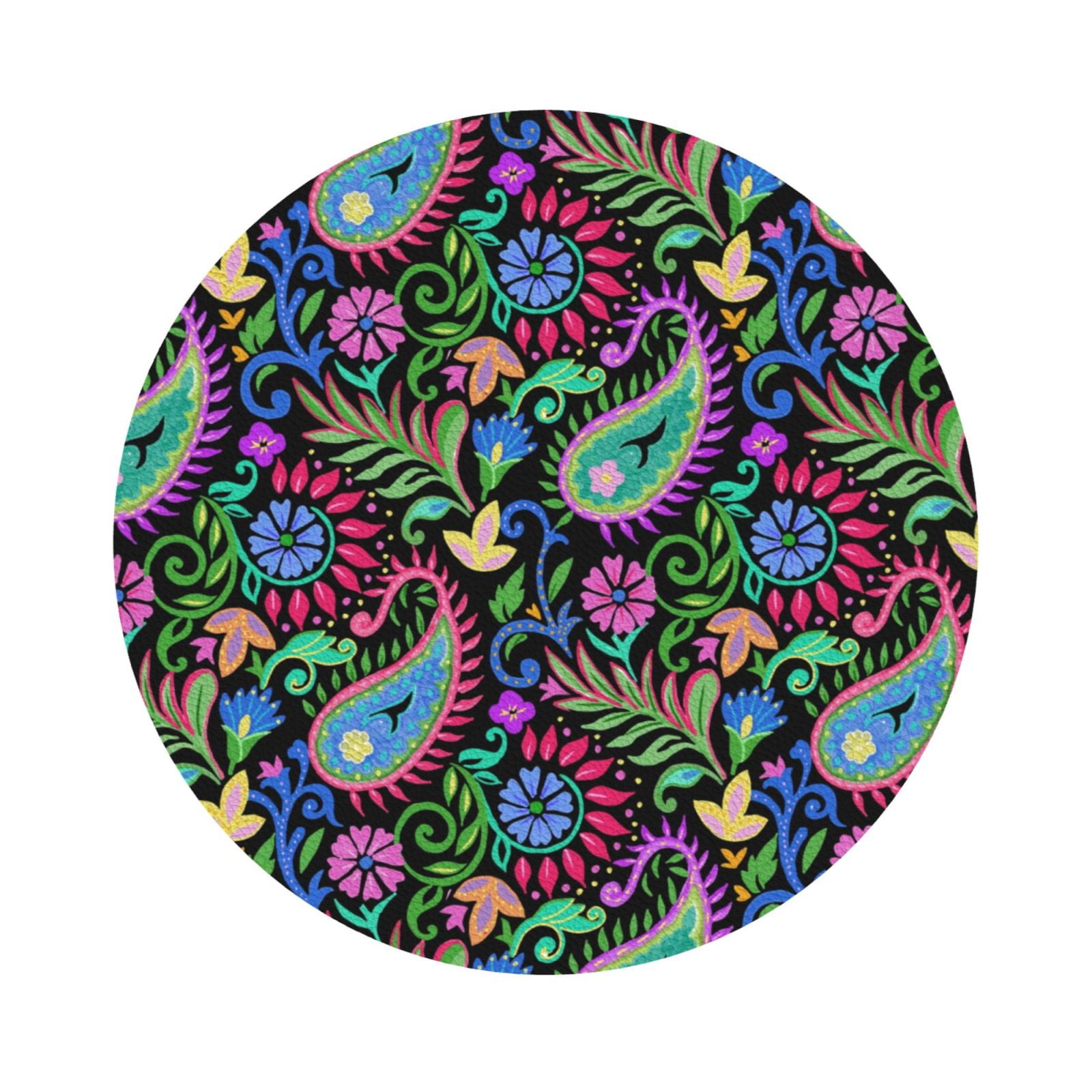Disketp Watercolor Floral Paisley Funny Coasters,6 Pcs Leather Coasters ...