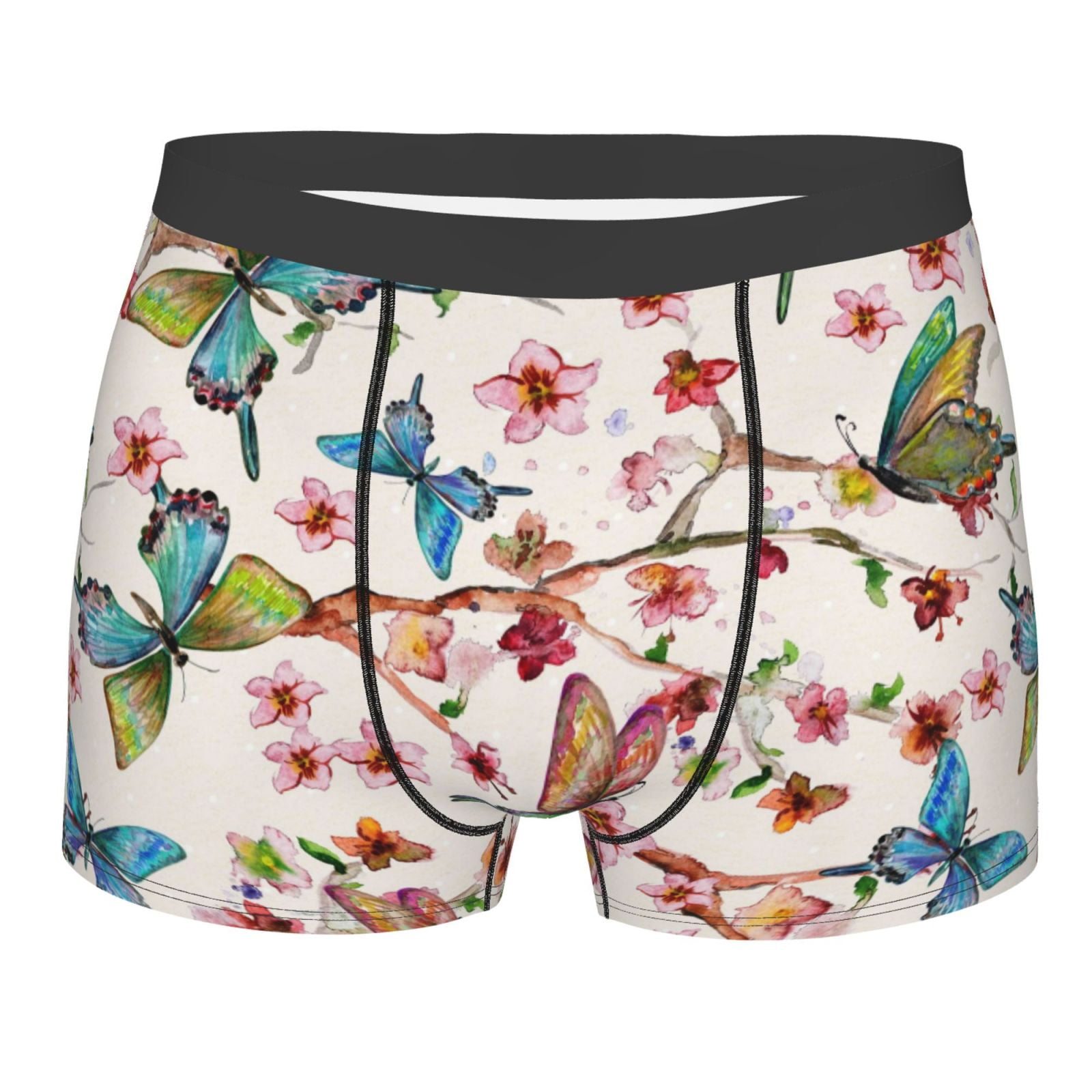 Disketp Watercolor Floral With Butterflies Men'S Boxer Briefs,Soft And ...