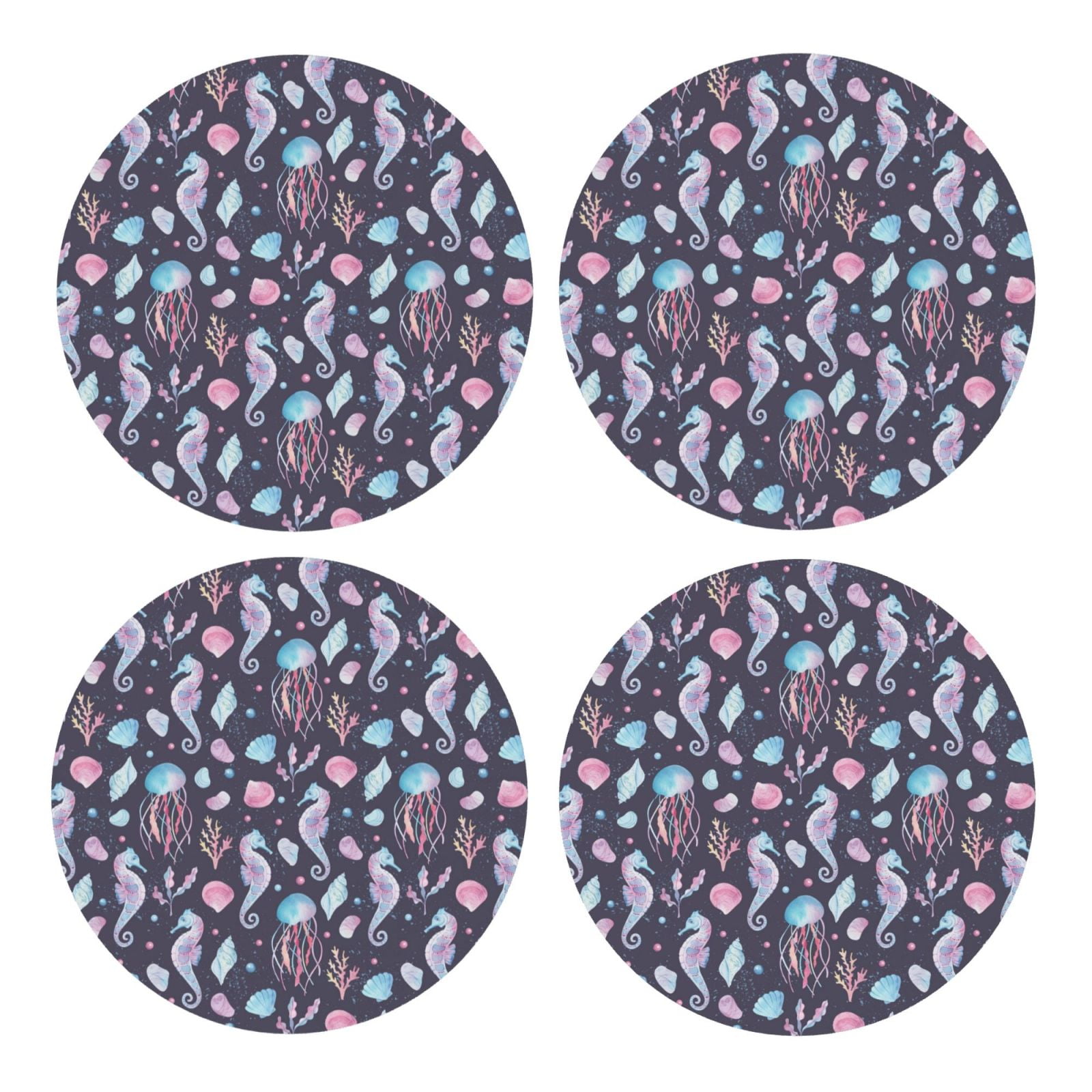 Disketp Watercolor Marine Animals MDF Cork Coaster 4 Pcs - Absorbent ...