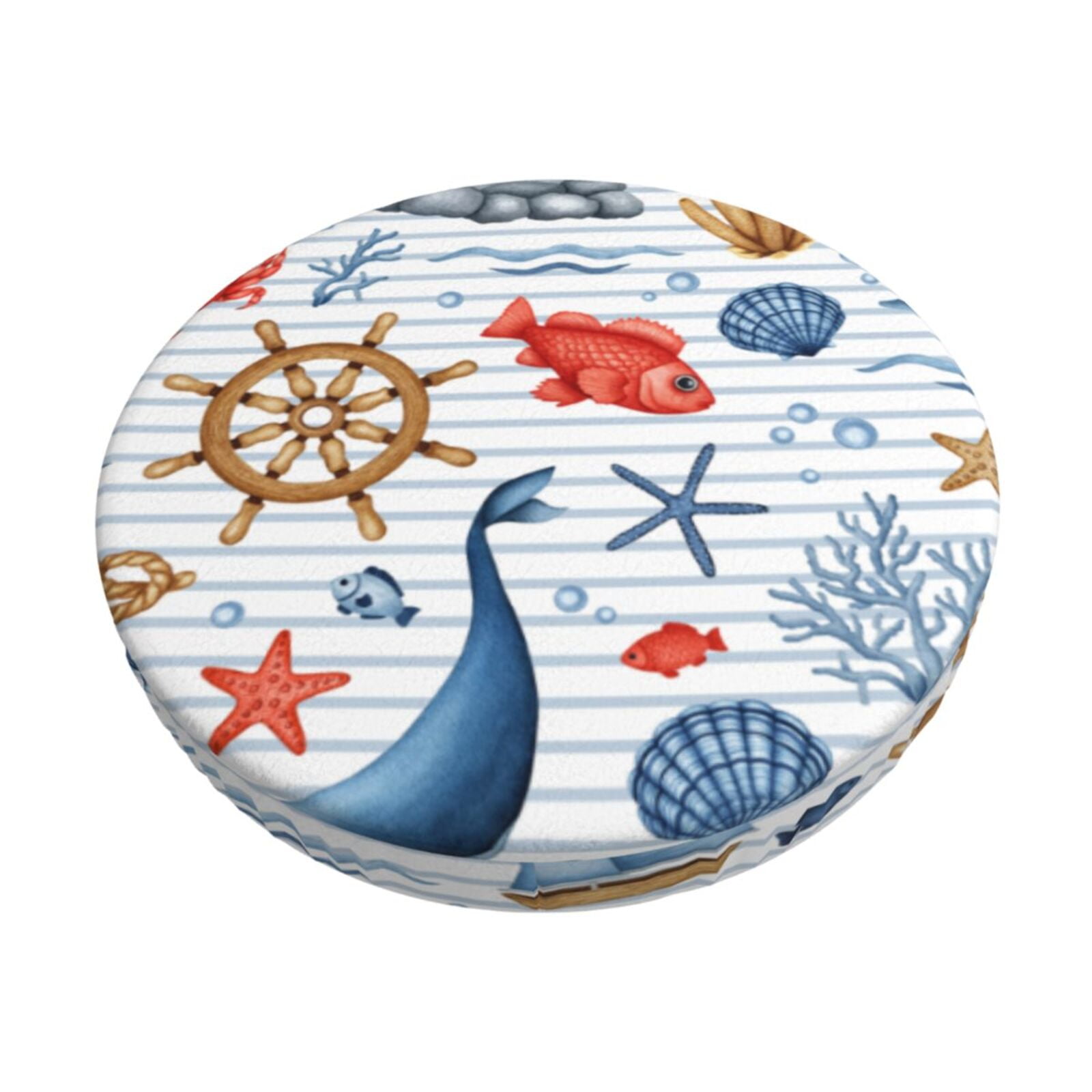 Disketp Watercolor Nautical Stool Covers Round, Super Soft Round Bar ...