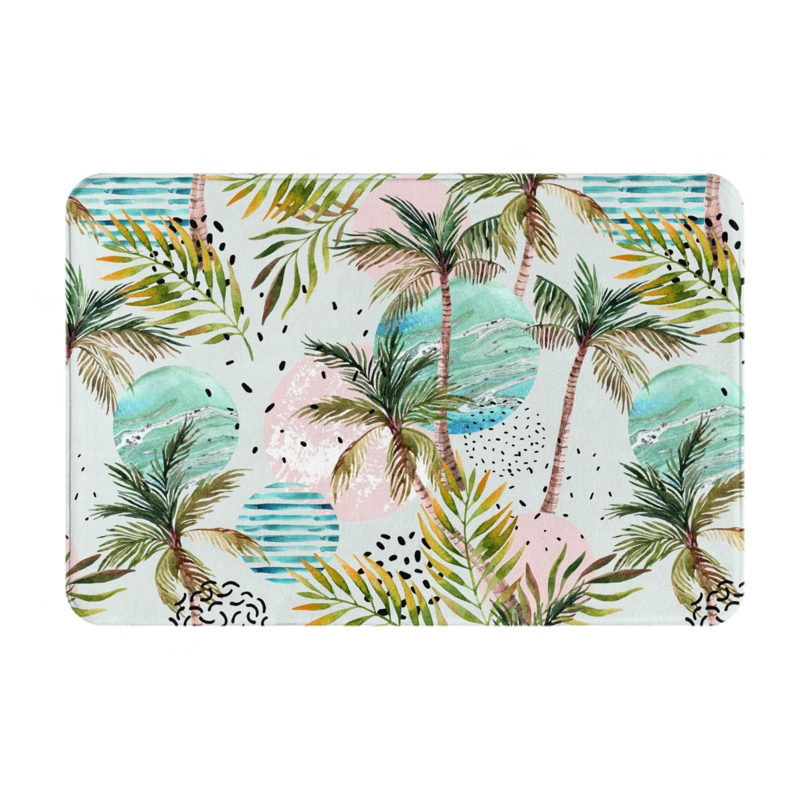 Disketp Watercolor Palm Tree Mat For Front Door Outside - Doormat ...