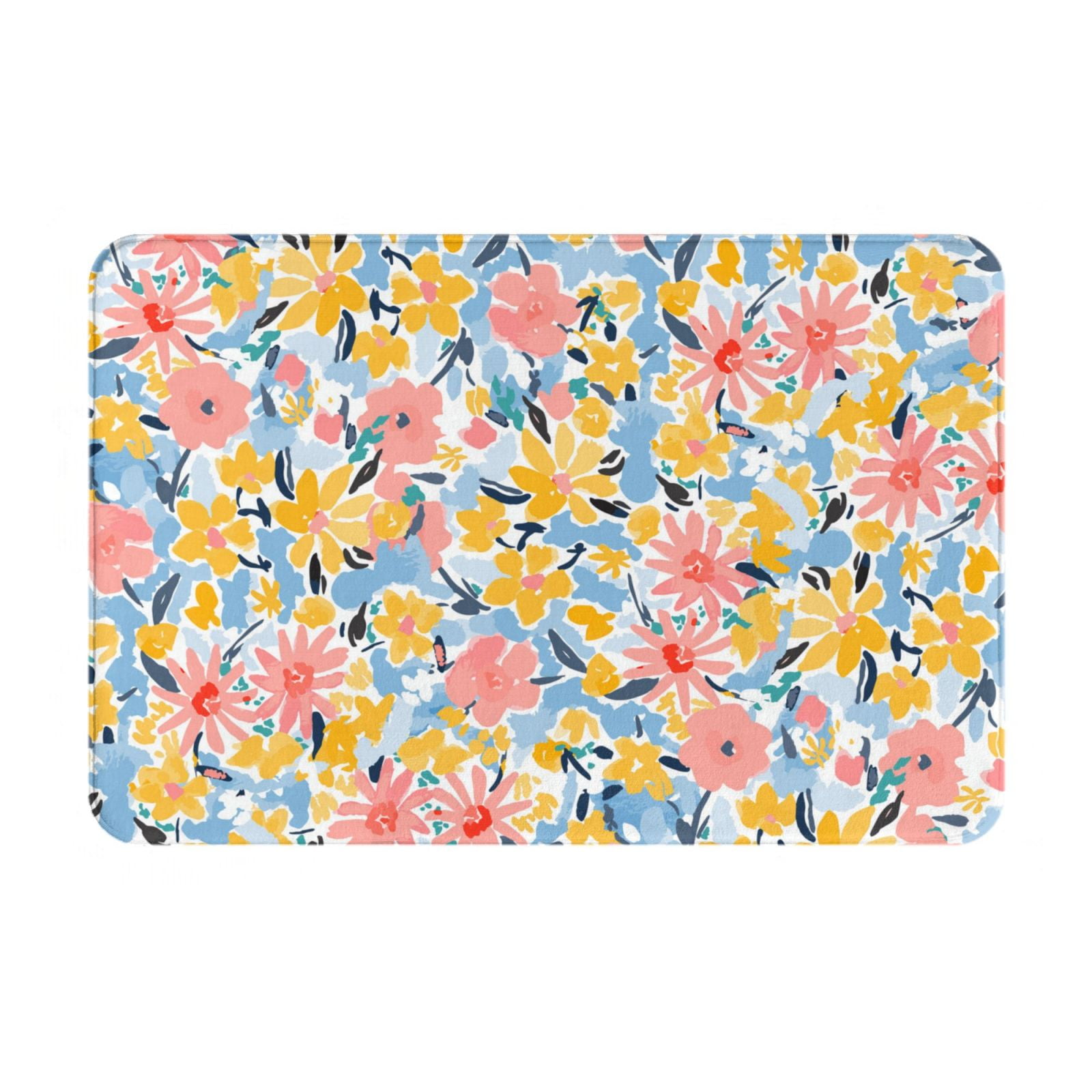 Disketp Watercolor Wildflowers Mat For Front Door Outside - Doormat ...