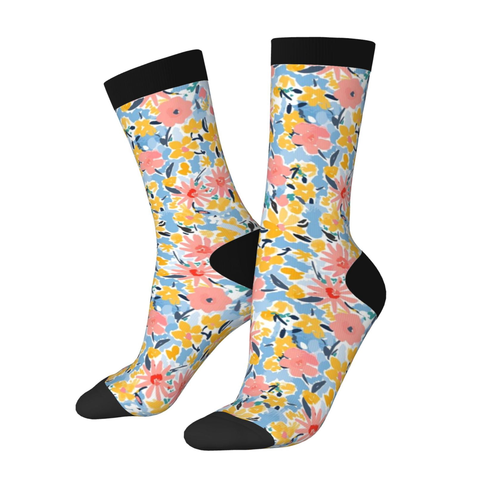 Disketp Watercolor Wildflowers Unisex Crew Socks Lightweight Breathable ...