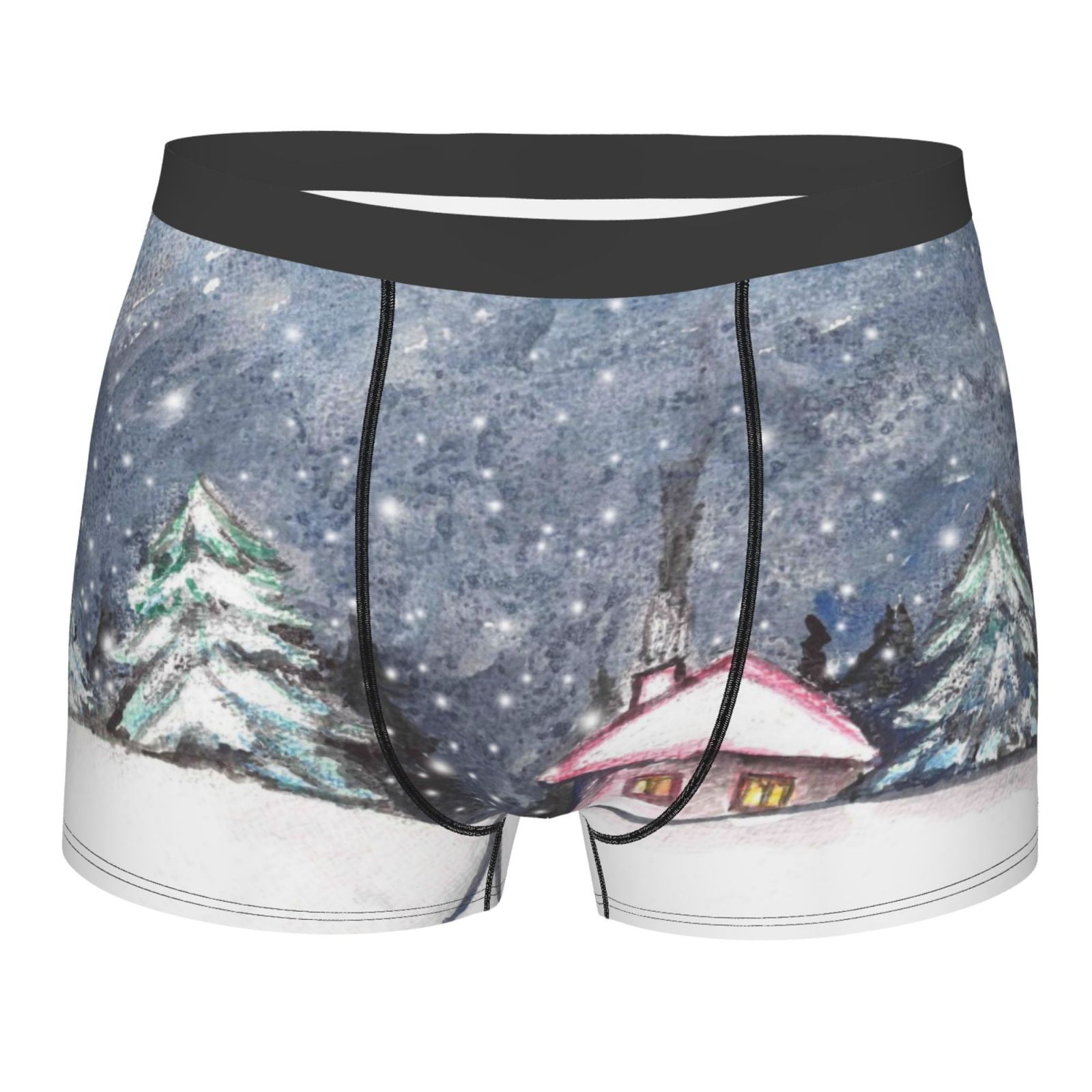 Disketp Watercolor Winter Landscape For Christmas Men'S Boxer Briefs ...