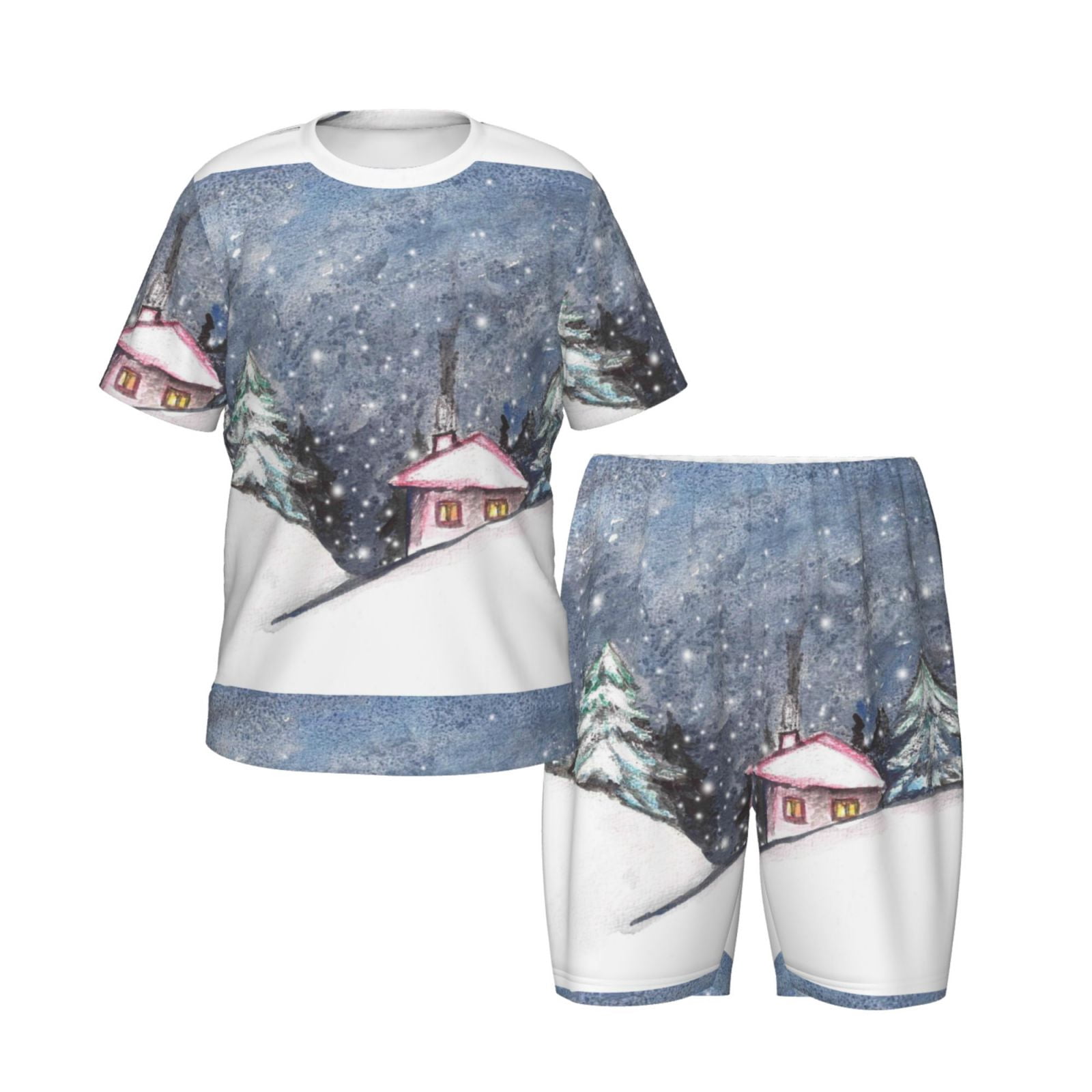 Disketp Watercolor Winter Landscape For Christmas for Kids Short Sleeve ...