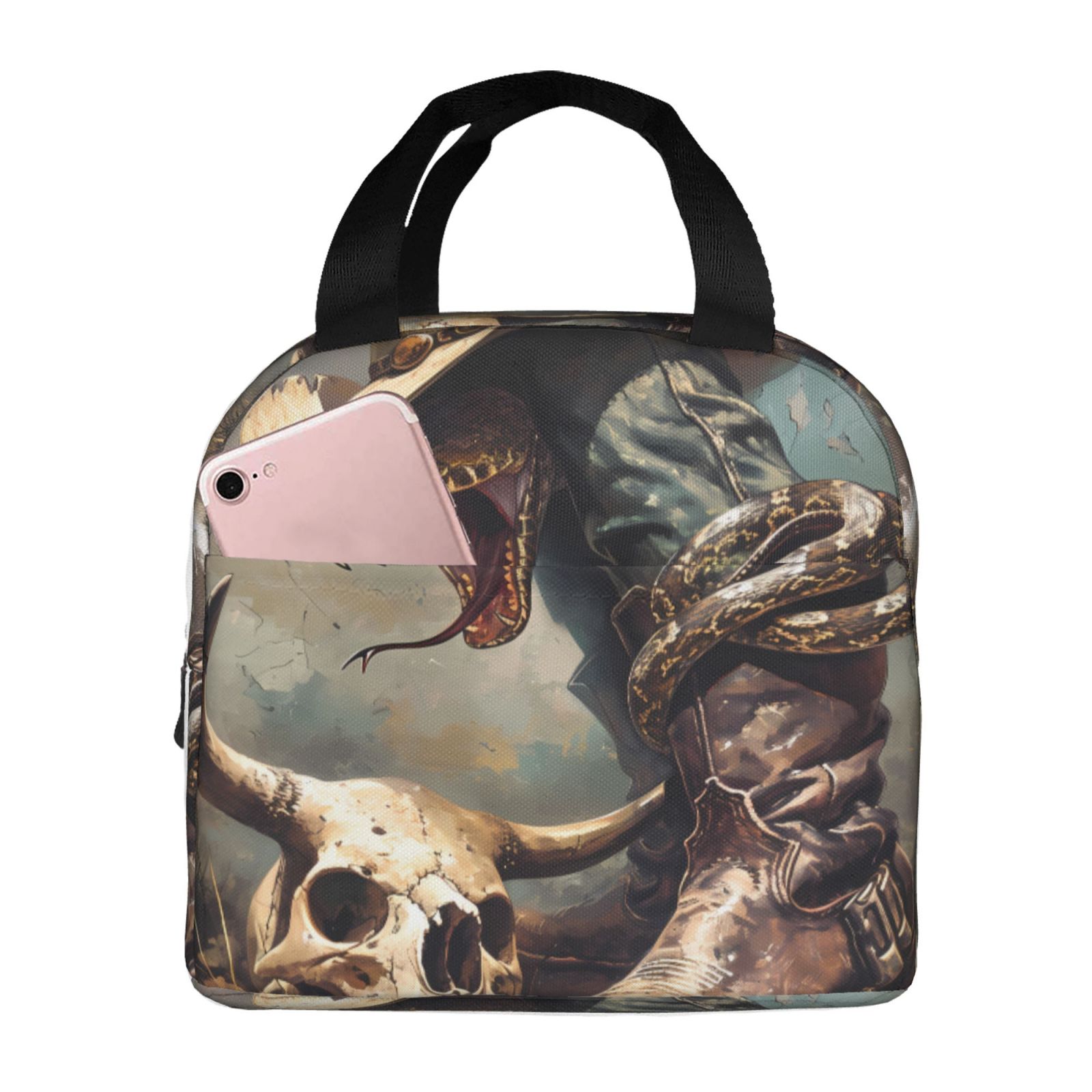 Disketp Western Cowboy Snake Ram Skull Lunch Bag for Women Men ...