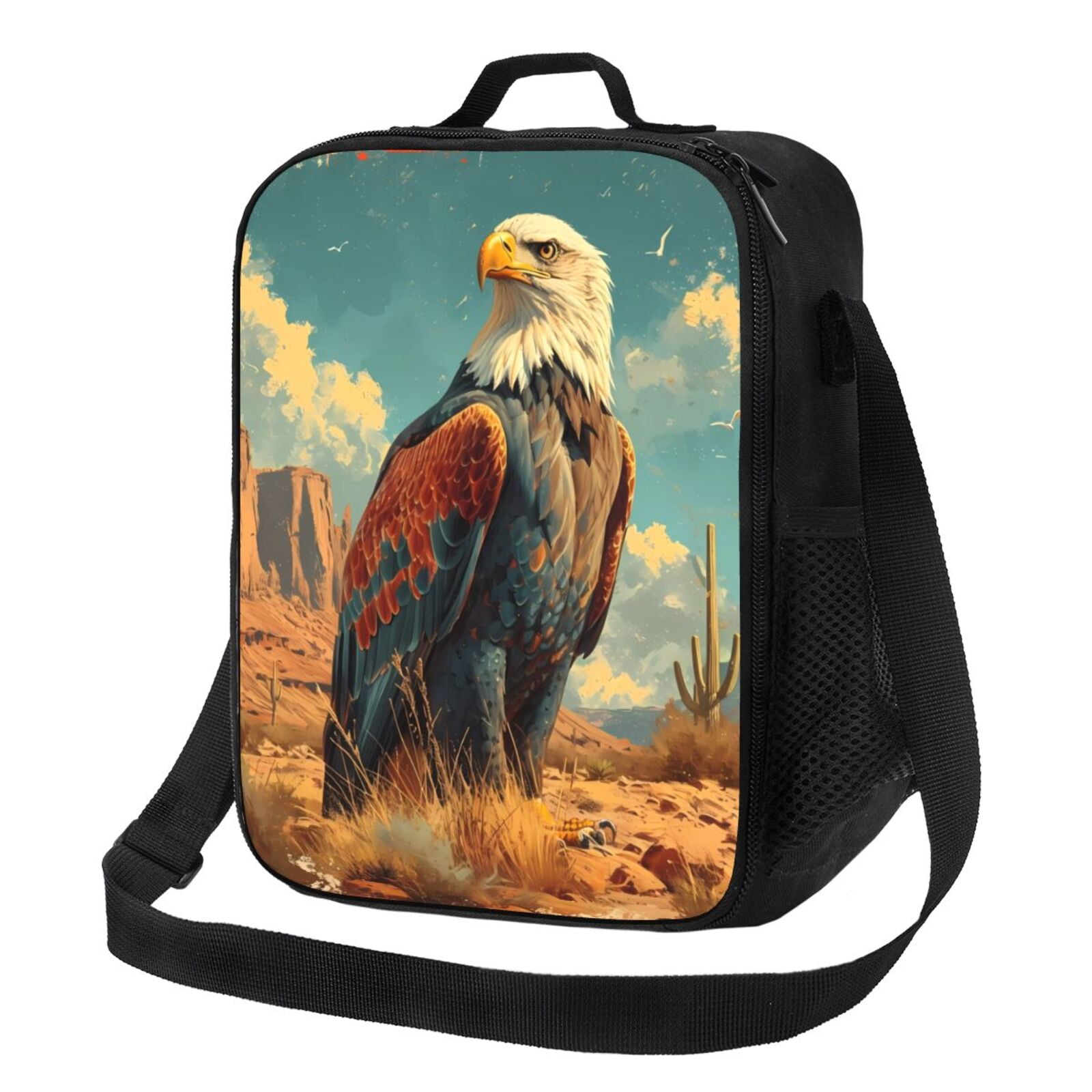 Disketp Western Desert Cactus Bald Eagle Insulated Lunch Bag Lunch Box ...