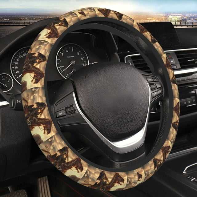 Disketp Western Skeleton Cowboy Horse Elastic Microfiber Steering Wheel ...
