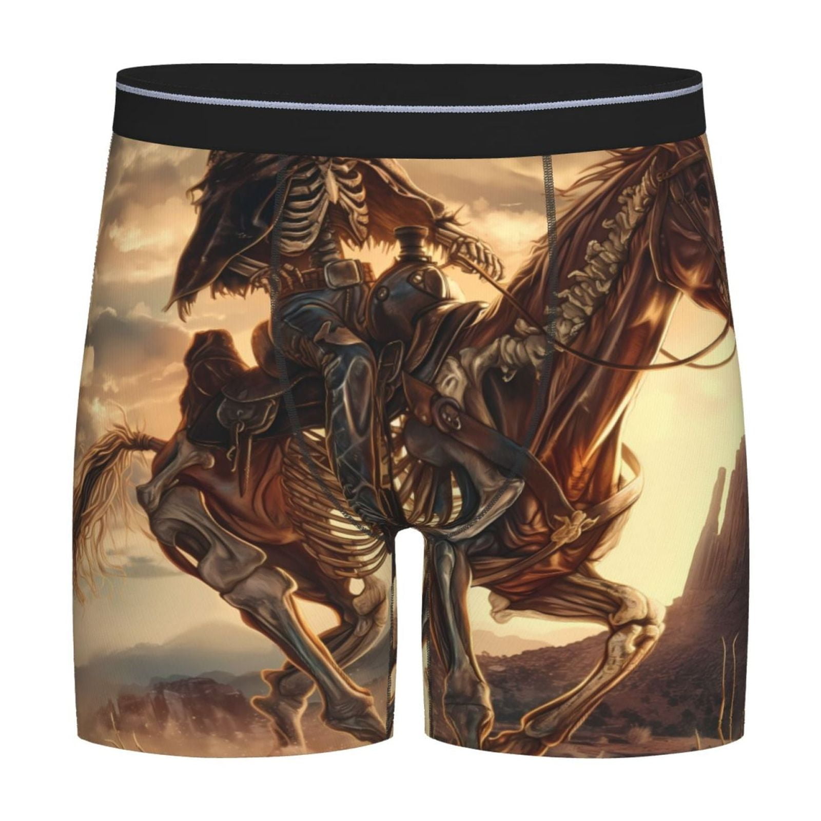 Disketp Western Skeleton Cowboy Horse Men's Boxer Briefs Men’s ...