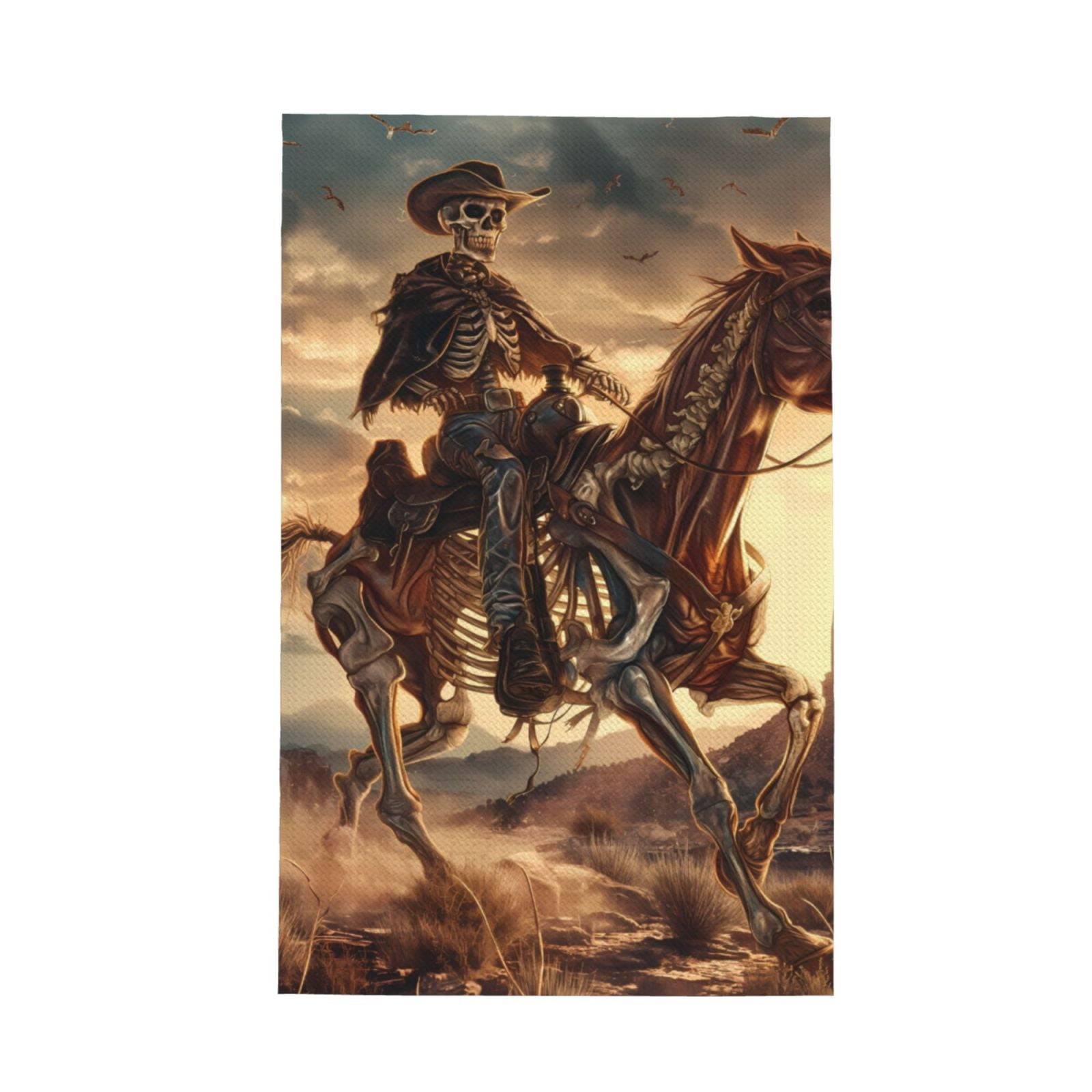 Disketp Western Skeleton Cowboy Horse Waffle Weave Kitchen Dish Cloth ...