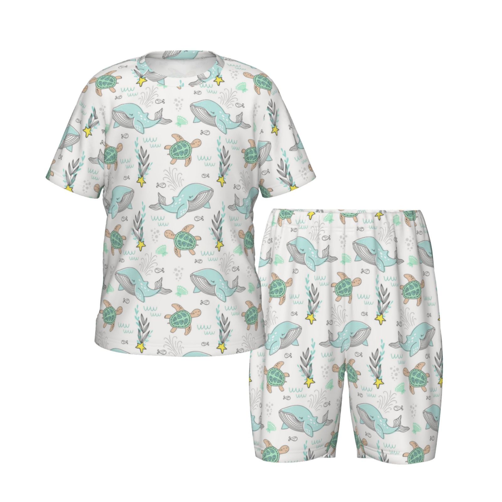 Disketp Whale And Turtle for Kids Short Sleeve Pajamas Kids Summer Pjs ...