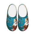 Disketp Whimsical Cats and Flowers Scene Women's Men's Slippers Plush ...